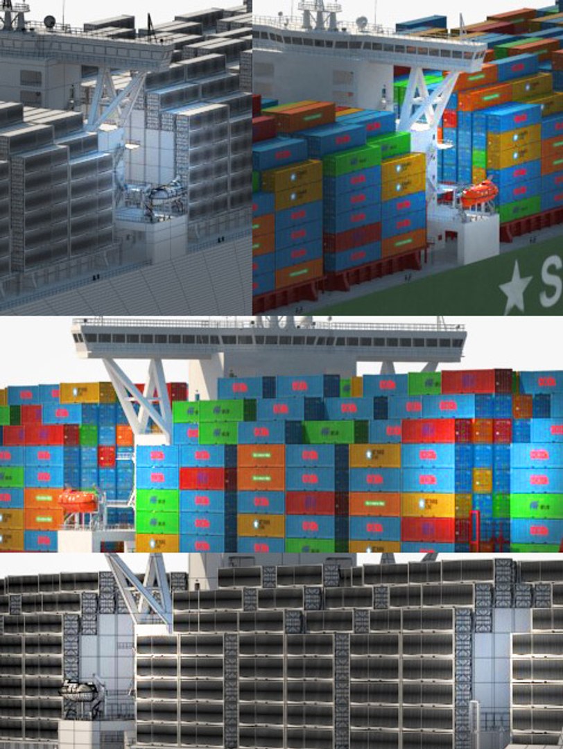 3d Model Large Container Ship