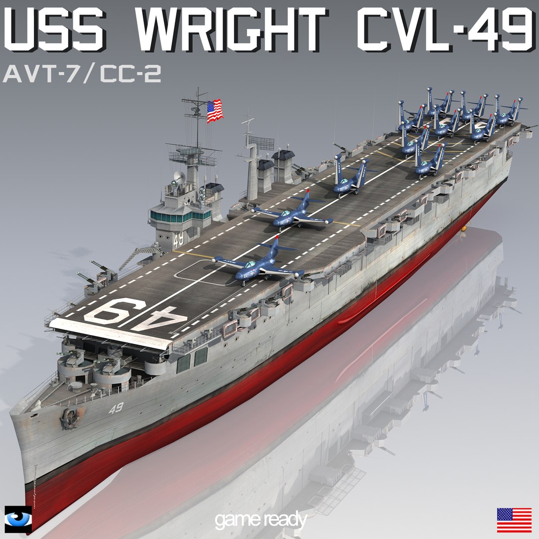 USS Wright CVL-49 Saipan-class Light Aircraft Carrier 3D Model ...