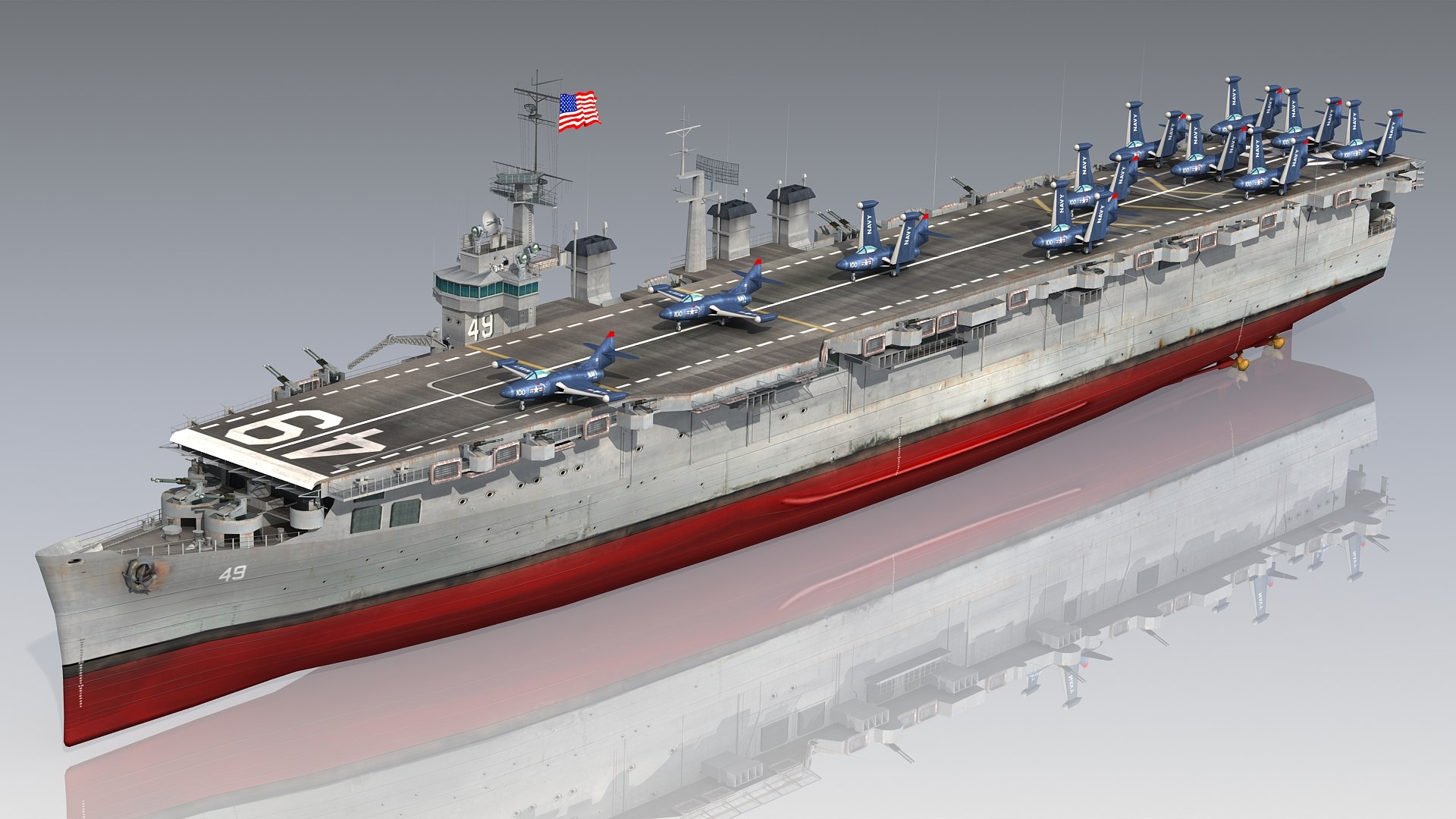 USS Wright CVL-49 Saipan-class Light Aircraft Carrier 3D Model ...