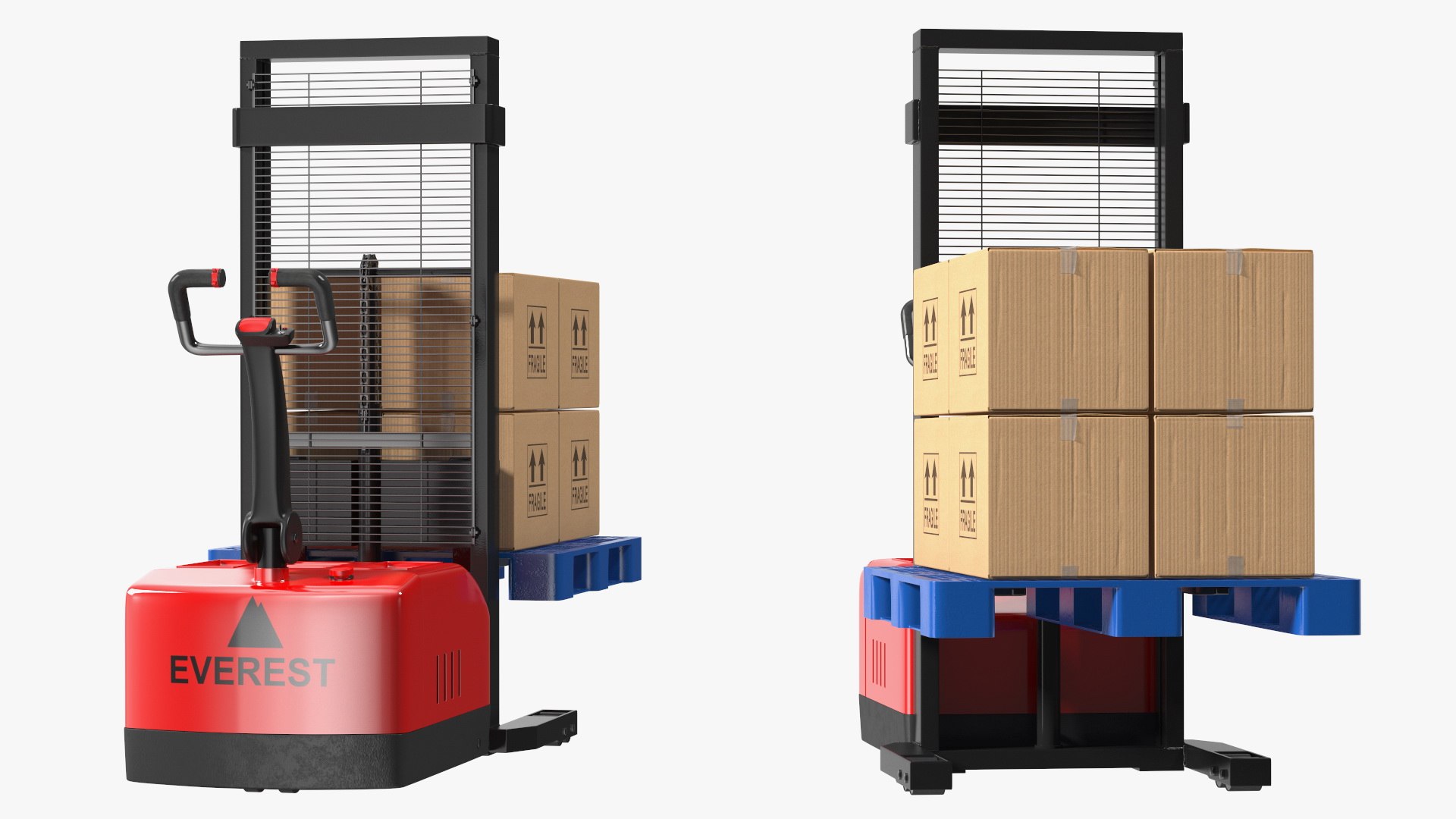 Powered Stacker Everest Red With Stack Of Boxes 3D Model - TurboSquid ...