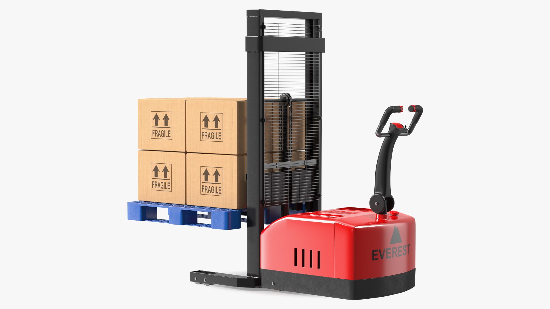Powered Stacker Everest Red With Stack Of Boxes 3D Model - TurboSquid ...