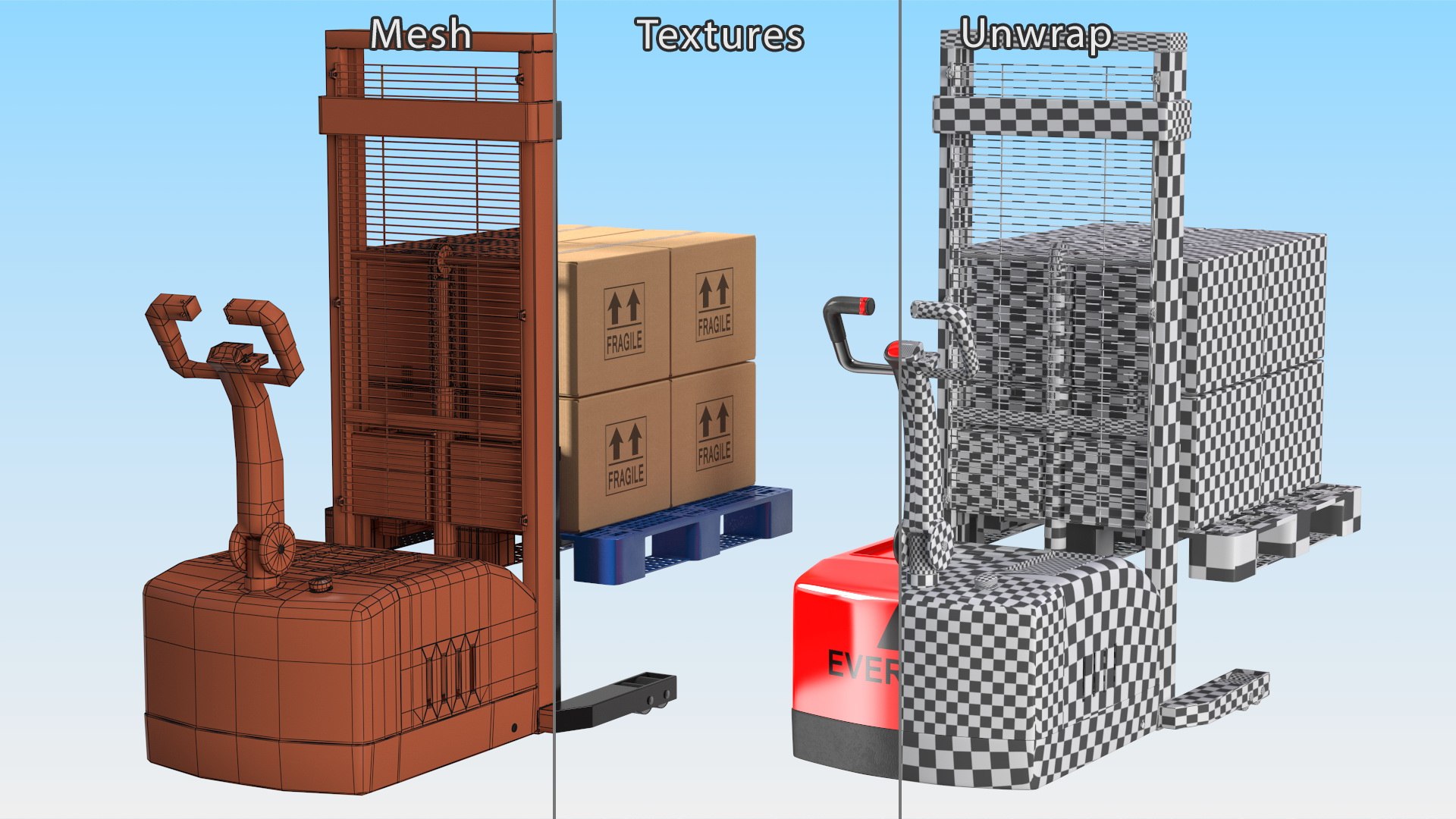 Powered Stacker Everest Red With Stack Of Boxes 3D Model - TurboSquid ...