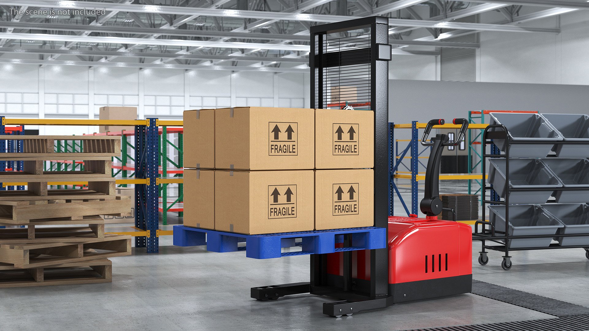 Powered Stacker Everest Red With Stack Of Boxes 3D Model - TurboSquid ...