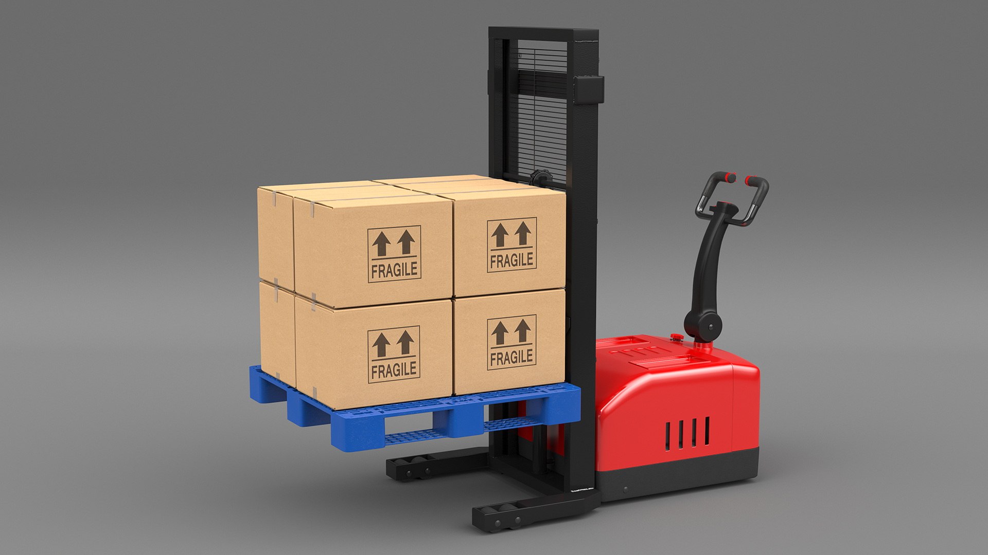 Powered Stacker Everest Red With Stack Of Boxes 3D Model - TurboSquid ...