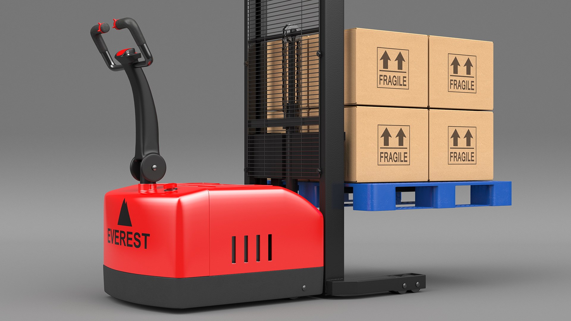 Powered Stacker Everest Red With Stack Of Boxes 3D Model - TurboSquid ...