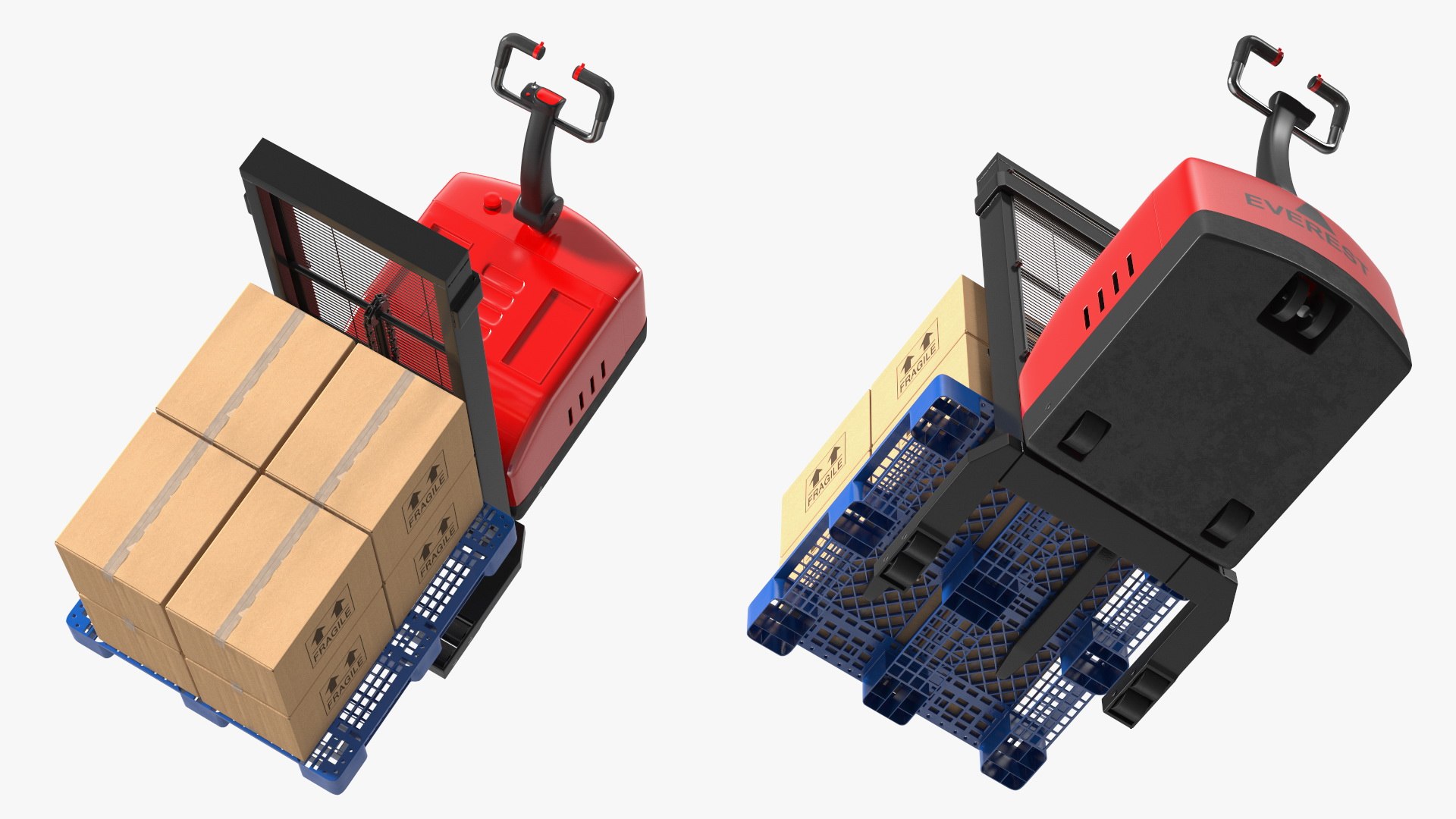Powered Stacker Everest Red With Stack Of Boxes 3D Model - TurboSquid ...