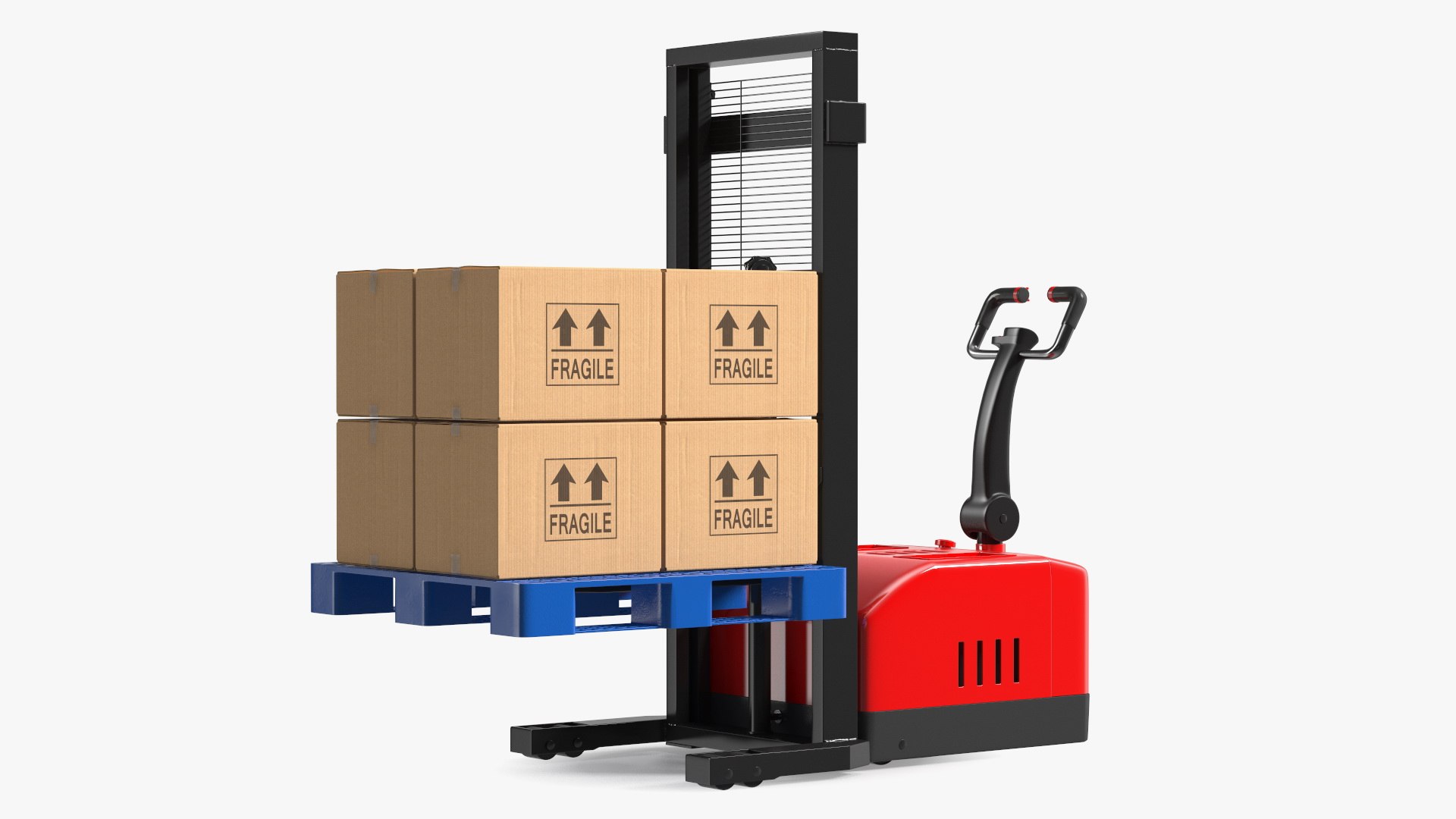 Powered Stacker Everest Red With Stack Of Boxes 3D Model - TurboSquid ...