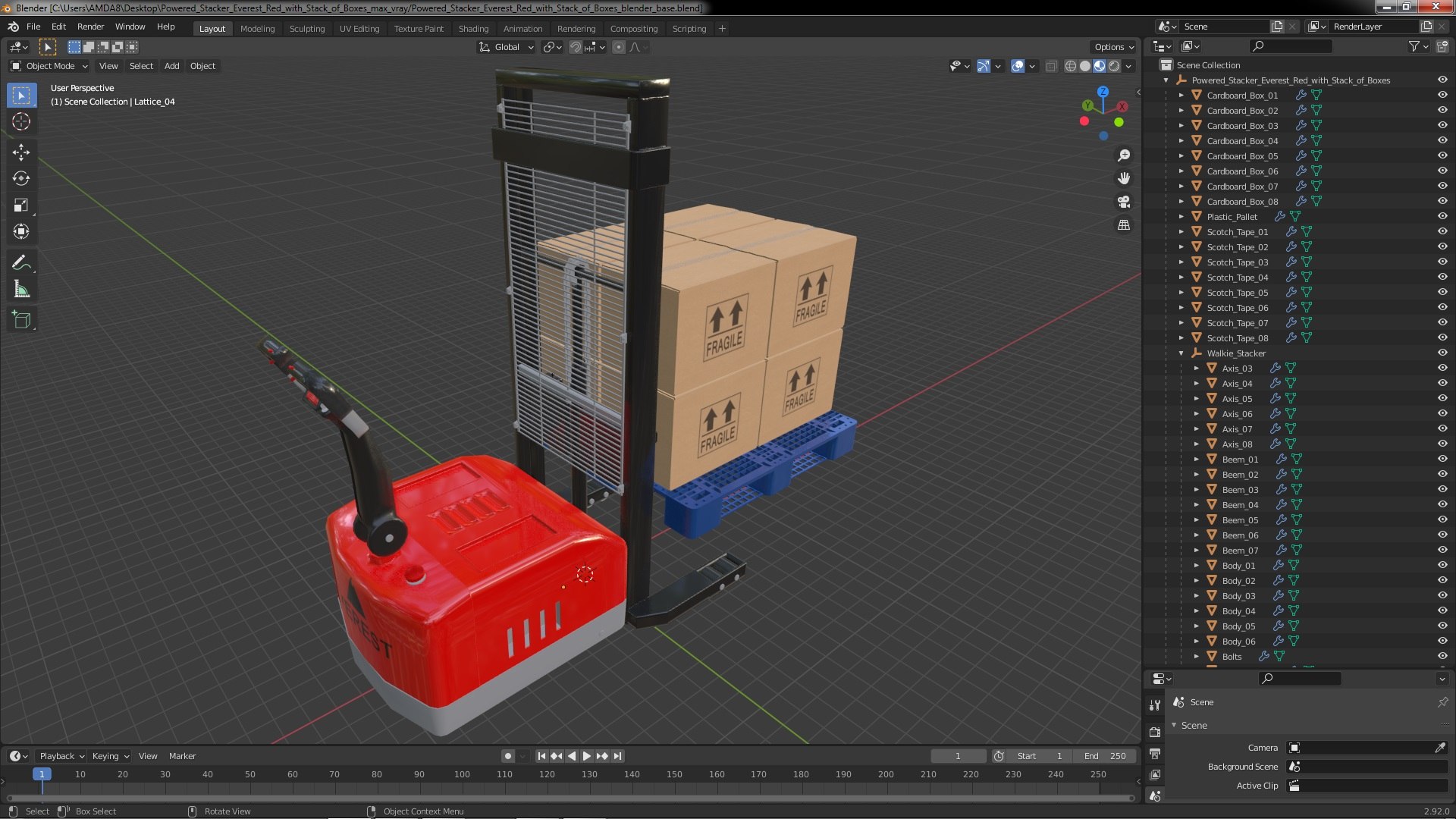 Powered Stacker Everest Red With Stack Of Boxes 3D Model - TurboSquid ...