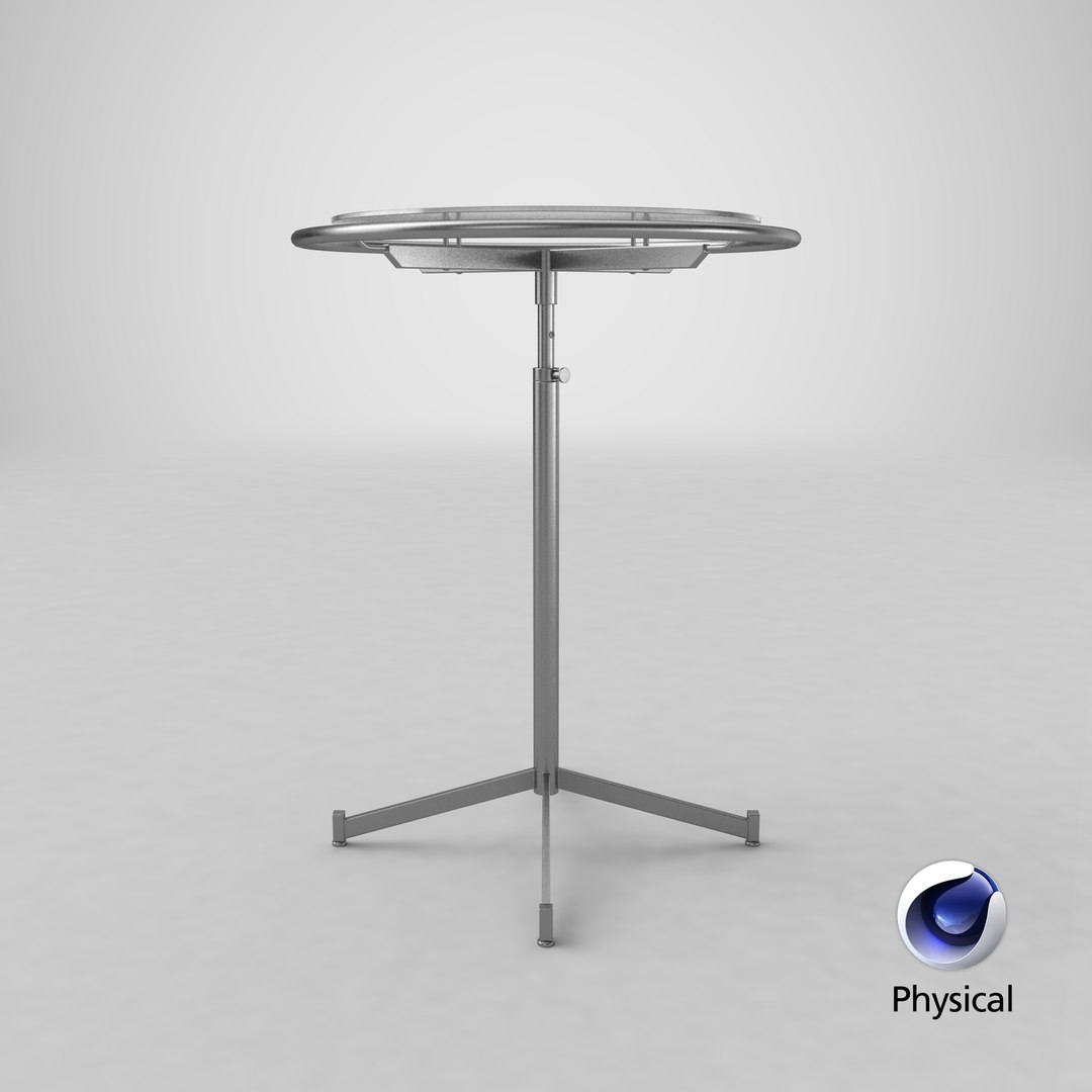 3D Clothing Circular Rack Glass Top Metal Black and White model ...