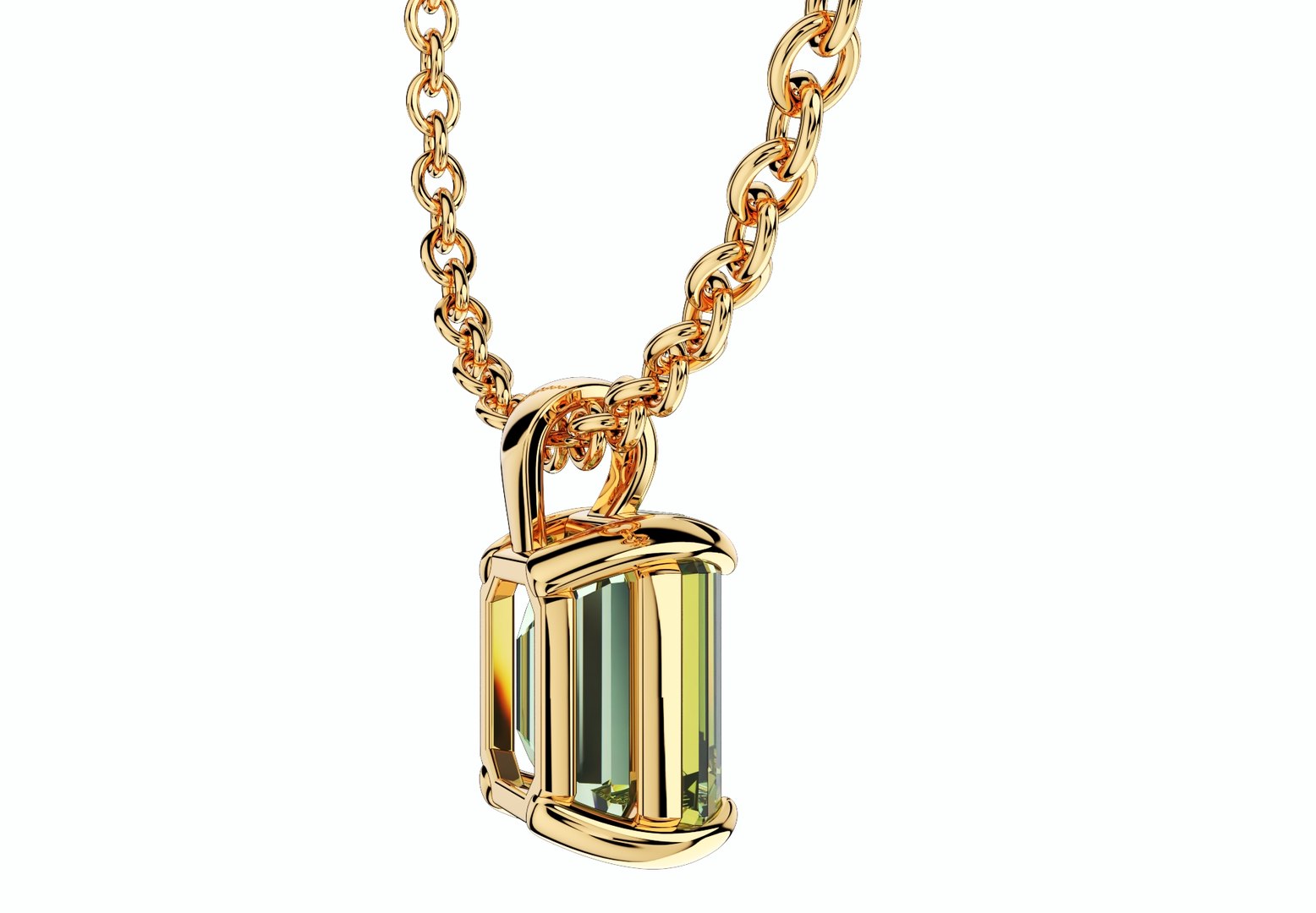 Emerald Cut Gemstone Gold Pendant CAD Design-JCNP-05 3D Print Model 3D ...