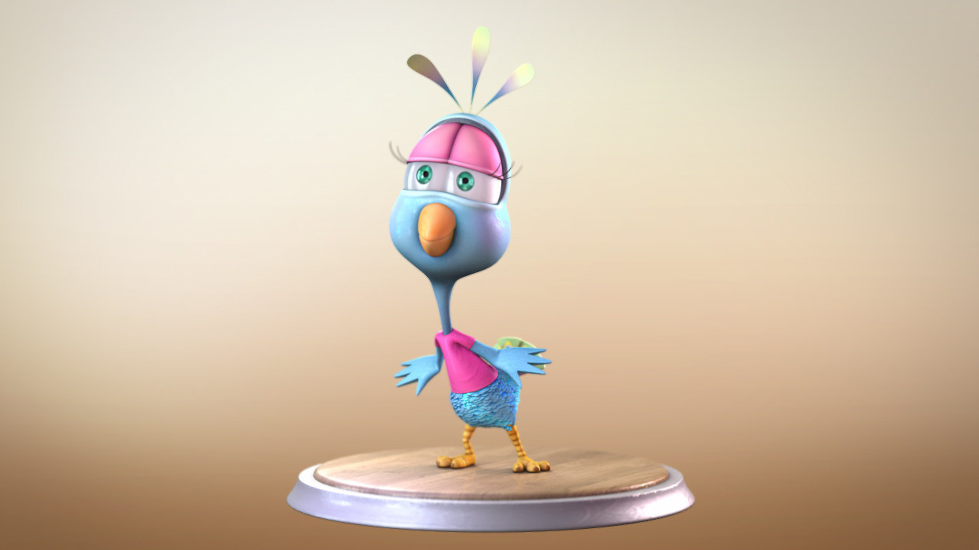 3d Peacock Cartoon Character Rigged