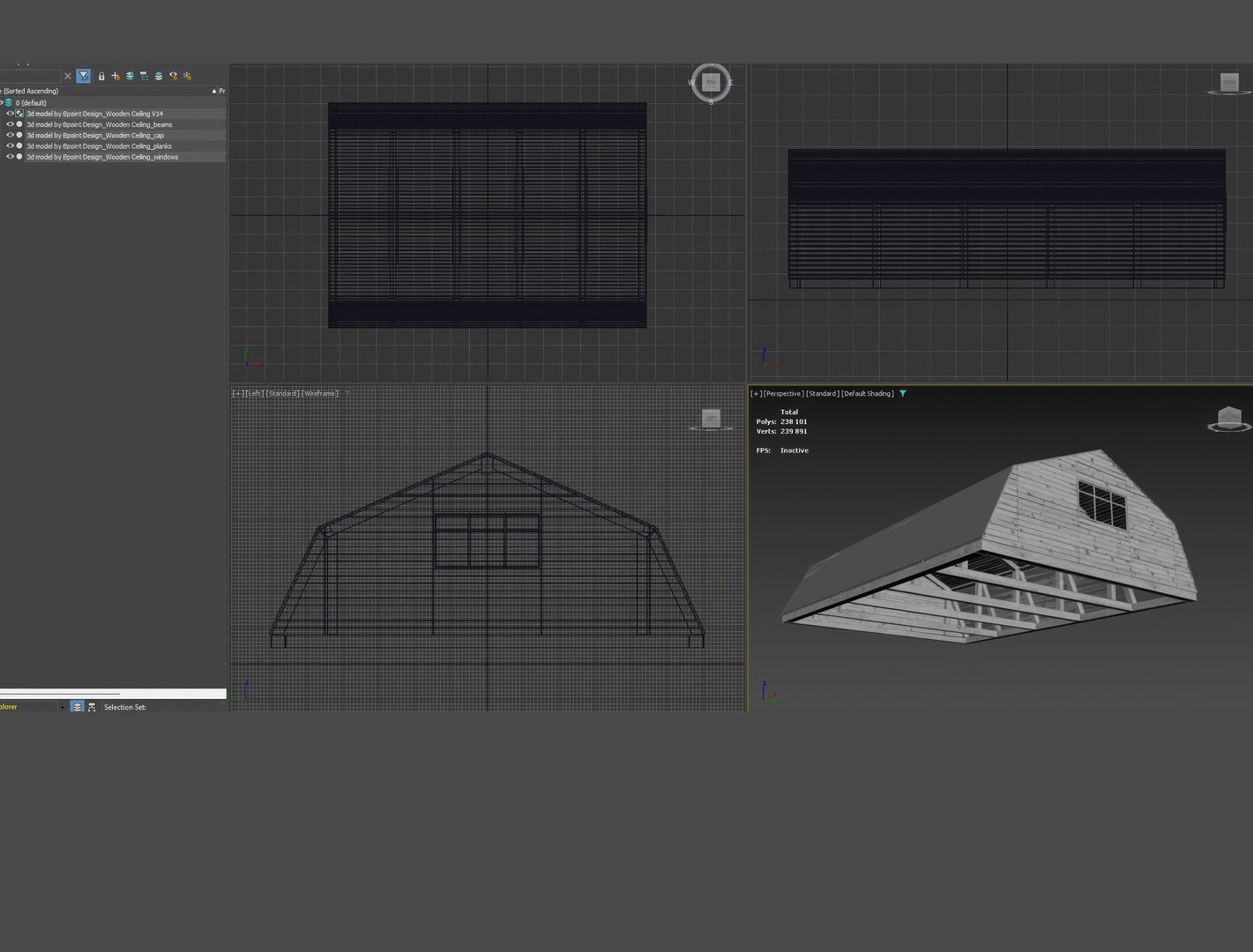 3D Model Wooden Ceiling V14 With Beams - TurboSquid 2285190