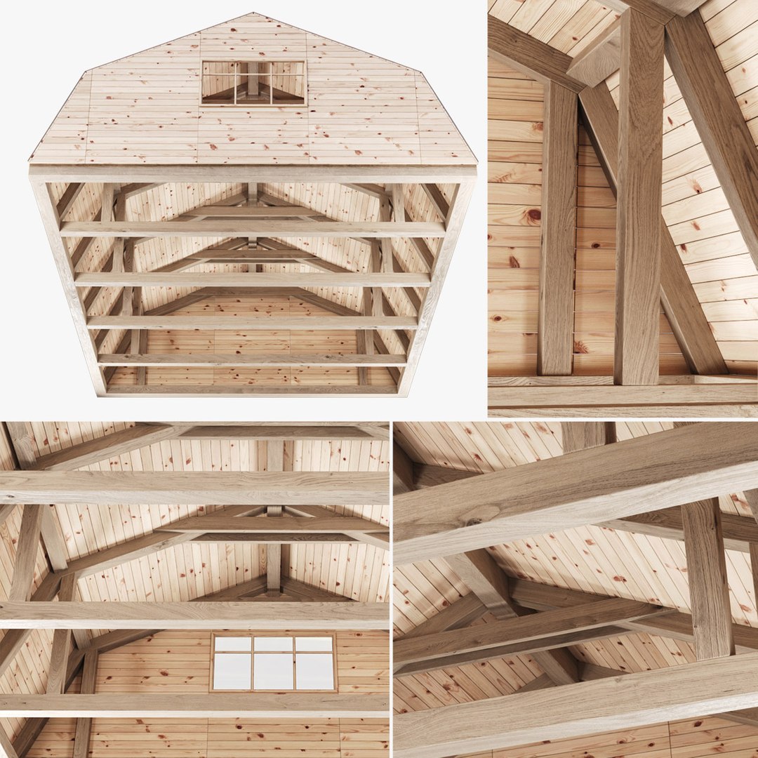 3D Model Wooden Ceiling V14 With Beams - TurboSquid 2285190