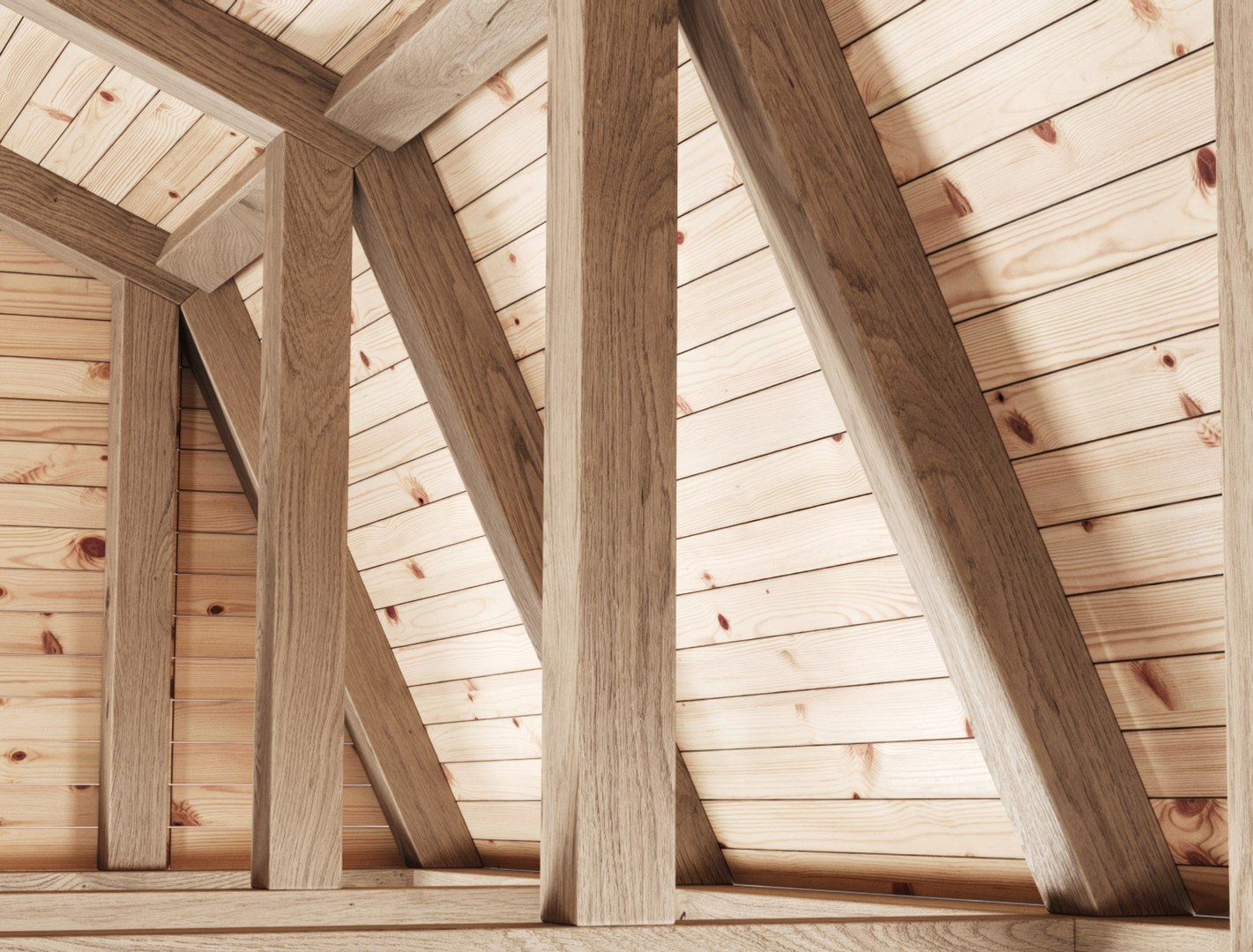 3D Model Wooden Ceiling V14 With Beams - TurboSquid 2285190