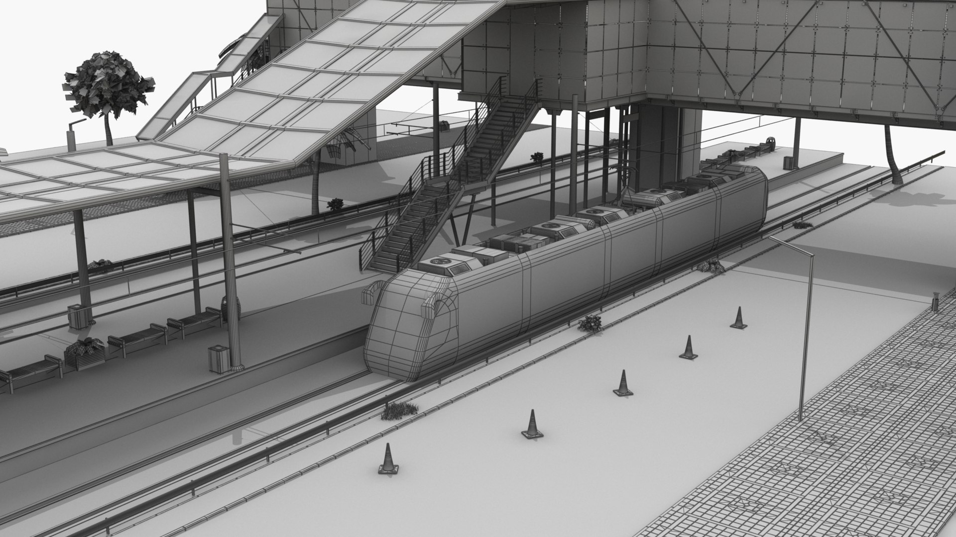 Tram Railway 3D Model - TurboSquid 1262237