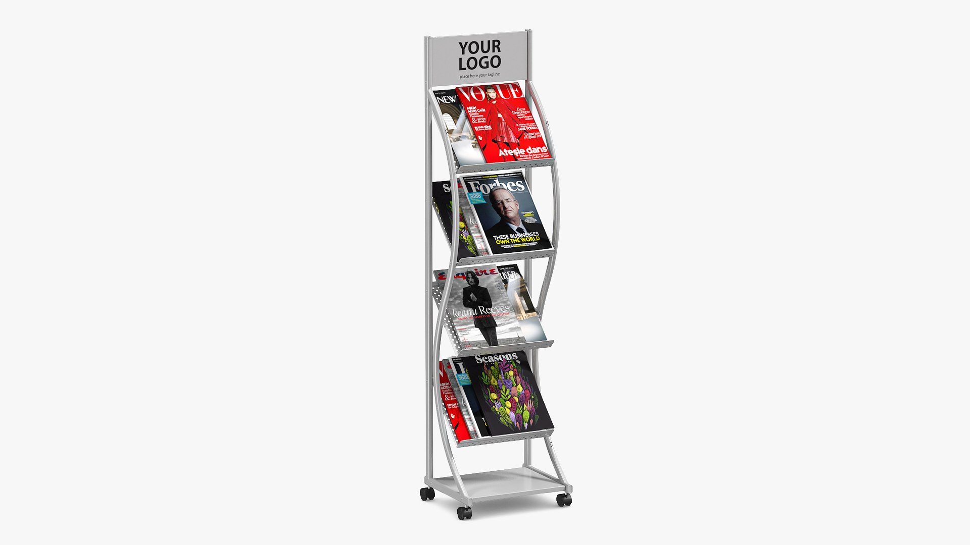 3D Mockup Magazine Stand Aluminium with Magazines model - TurboSquid ...