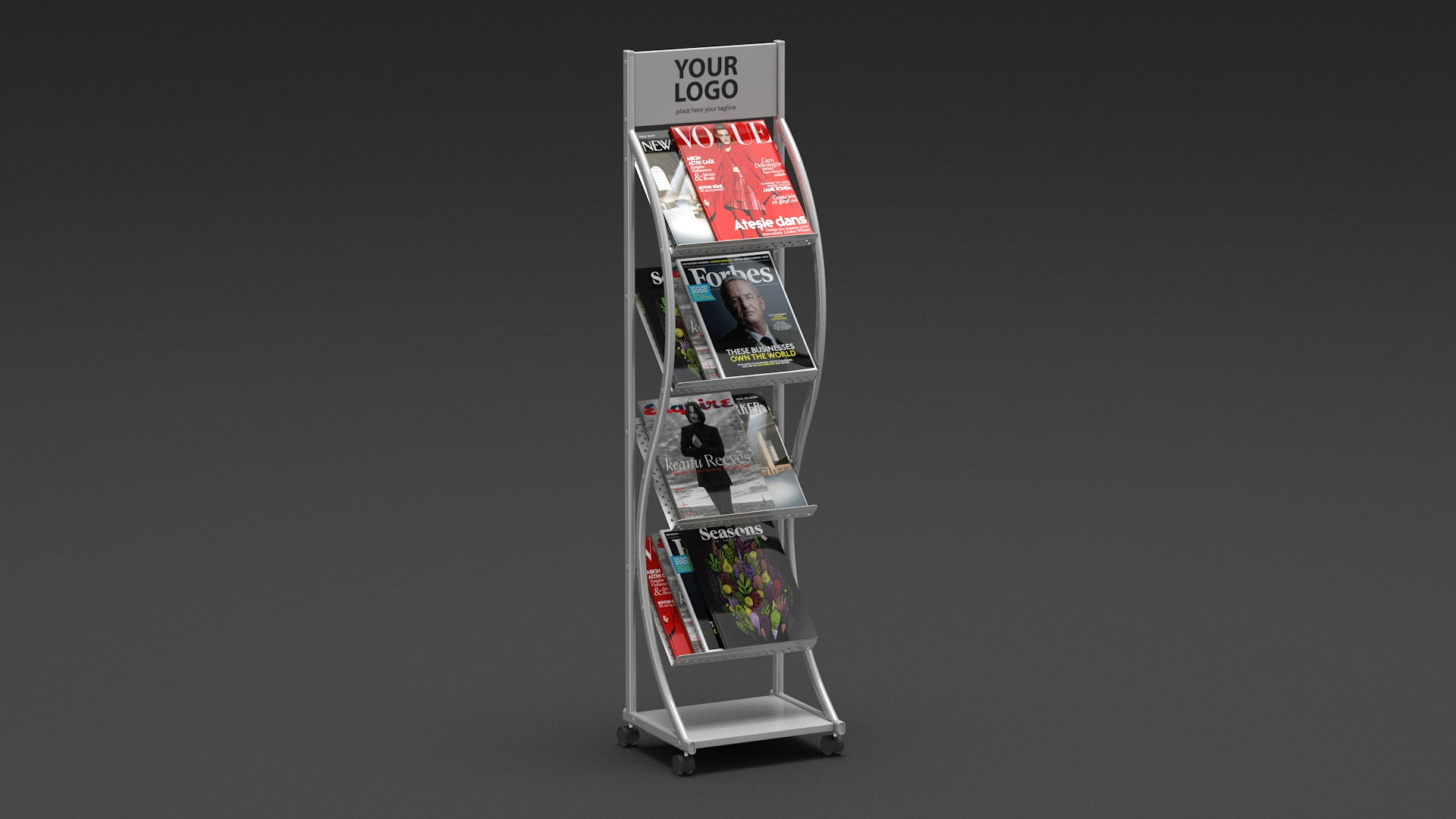 3D Mockup Magazine Stand Aluminium With Magazines Model - TurboSquid ...