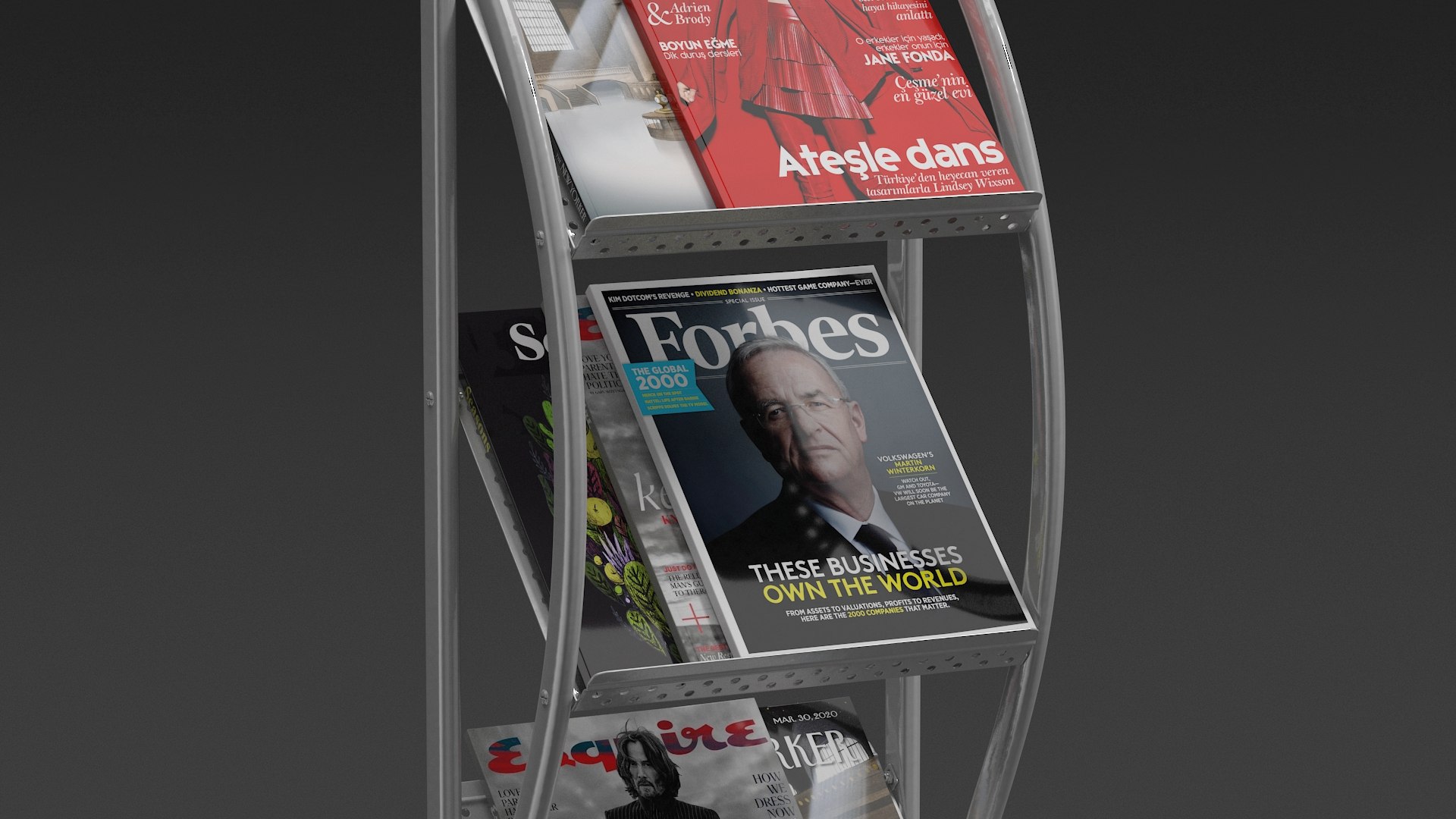 3D Mockup Magazine Stand Aluminium With Magazines Model - TurboSquid ...