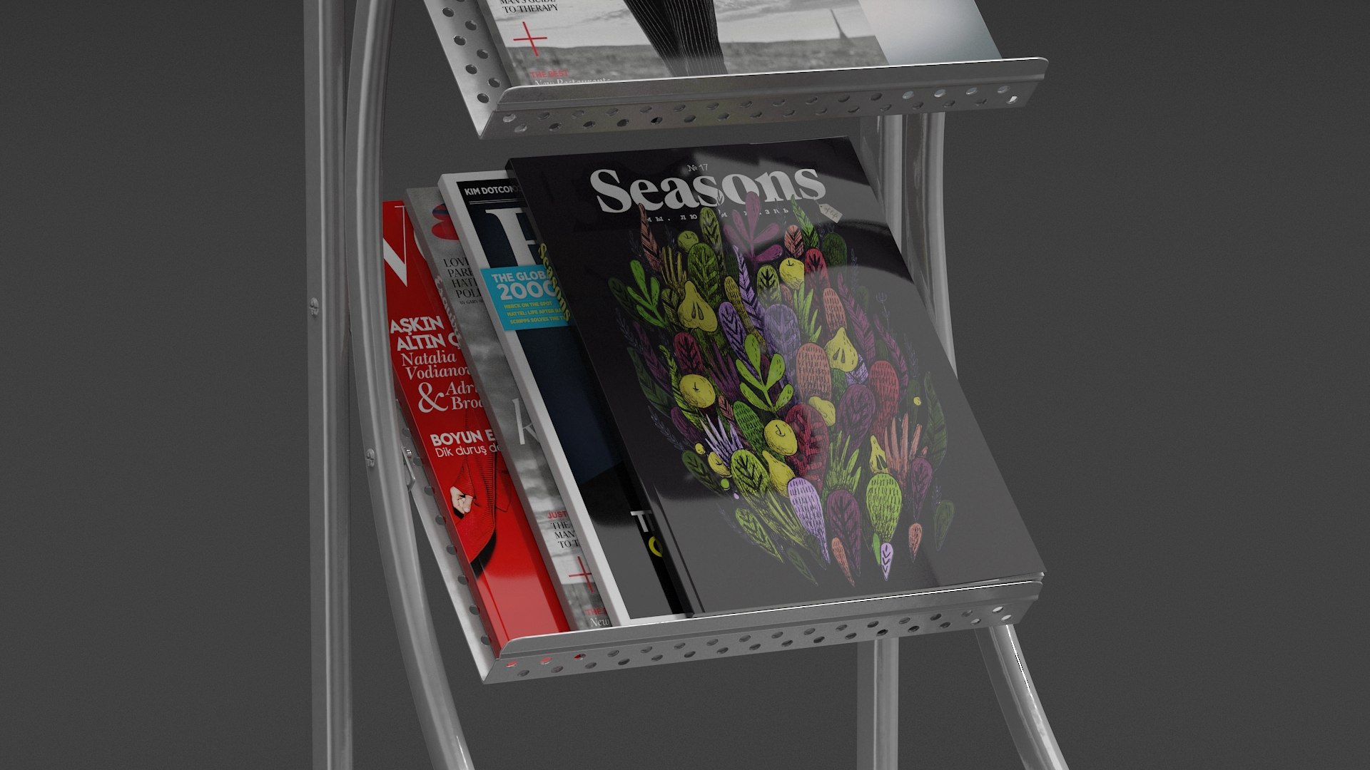 3D Mockup Magazine Stand Aluminium With Magazines Model - TurboSquid ...