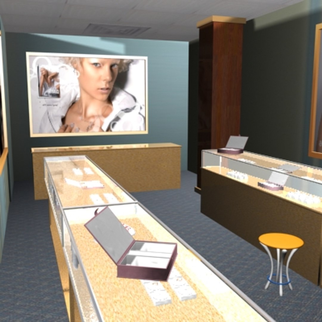 scene jewelry shop complete 3d model