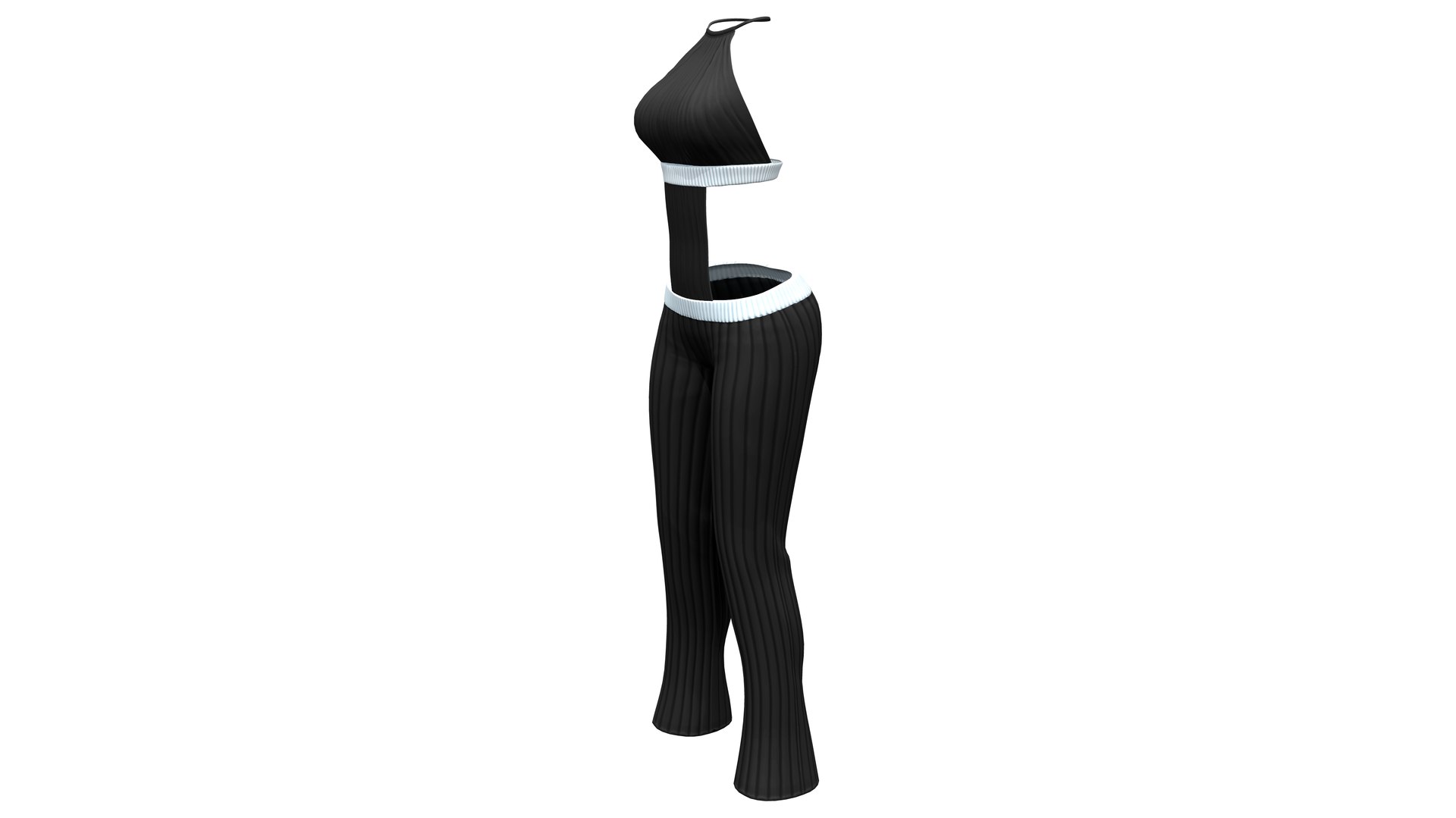 Black Midriff Top Pants Outfit 3D Model - TurboSquid 2007510