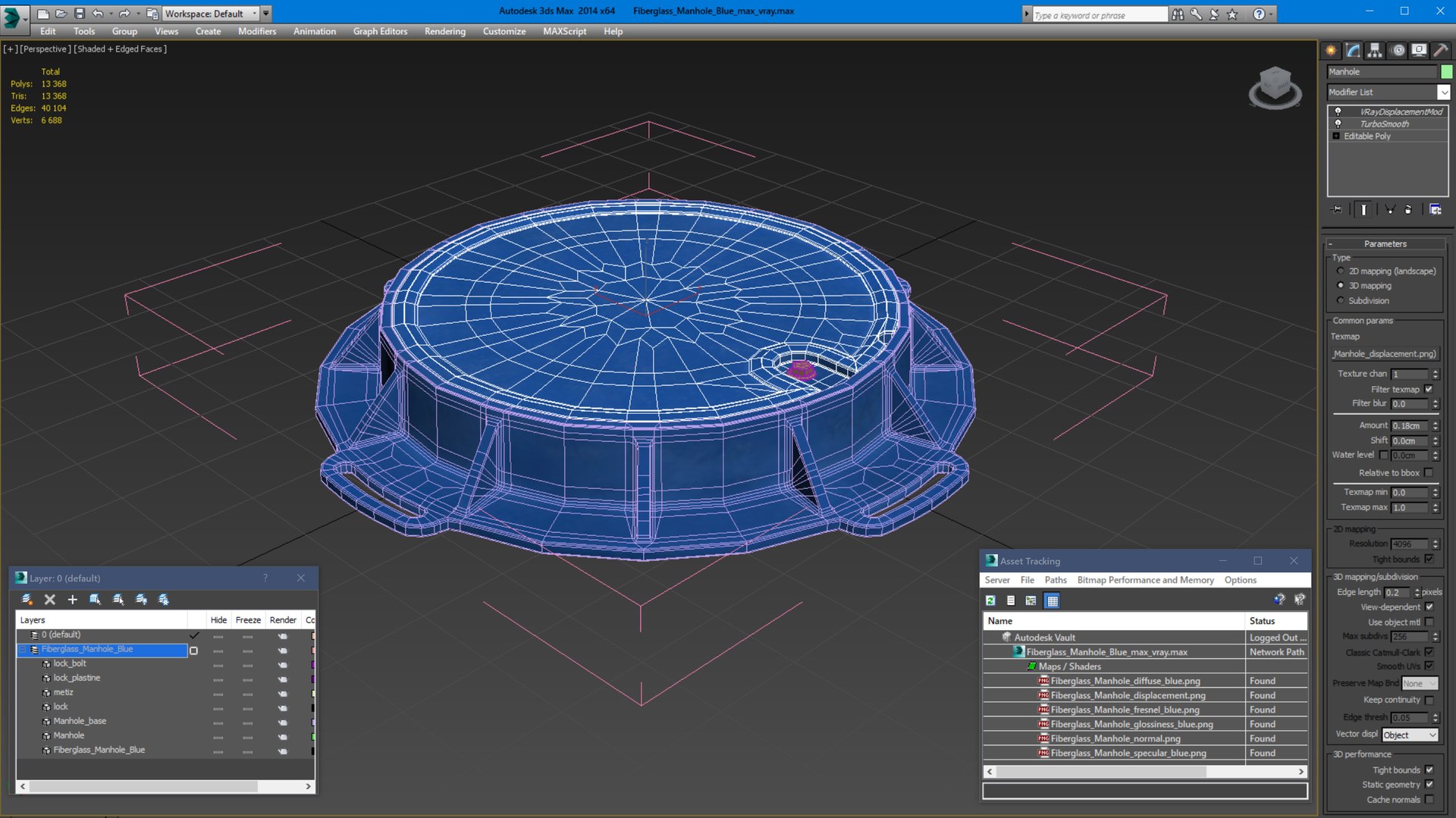 Fiberglass Manhole Blue 3D Model - TurboSquid 1947467
