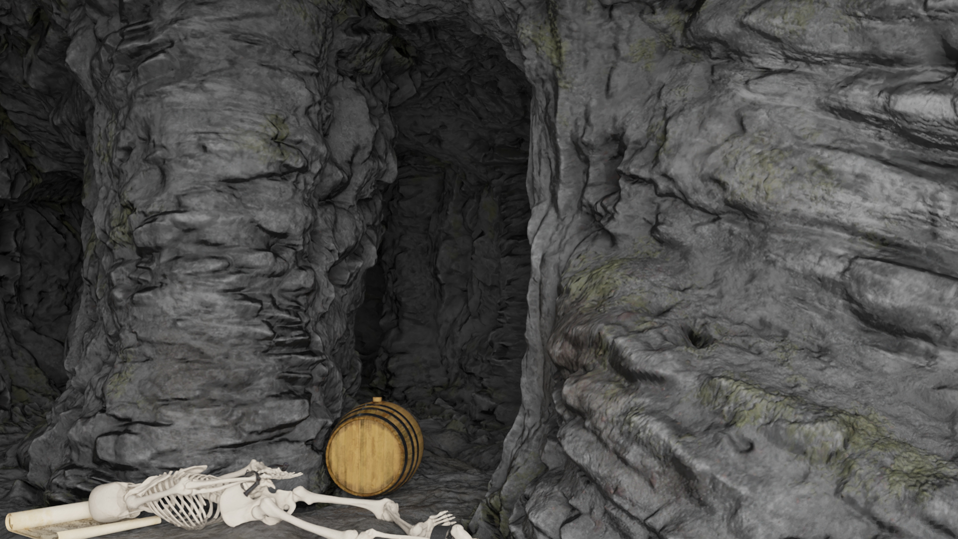 Pirate Treasure Cave With Skeleton And Chest Model - TurboSquid 2293475