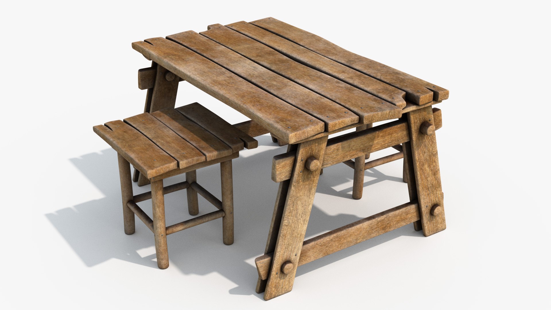 Medieval Table And Bench 3 - 8K PBR Textures Model - TurboSquid 2008587