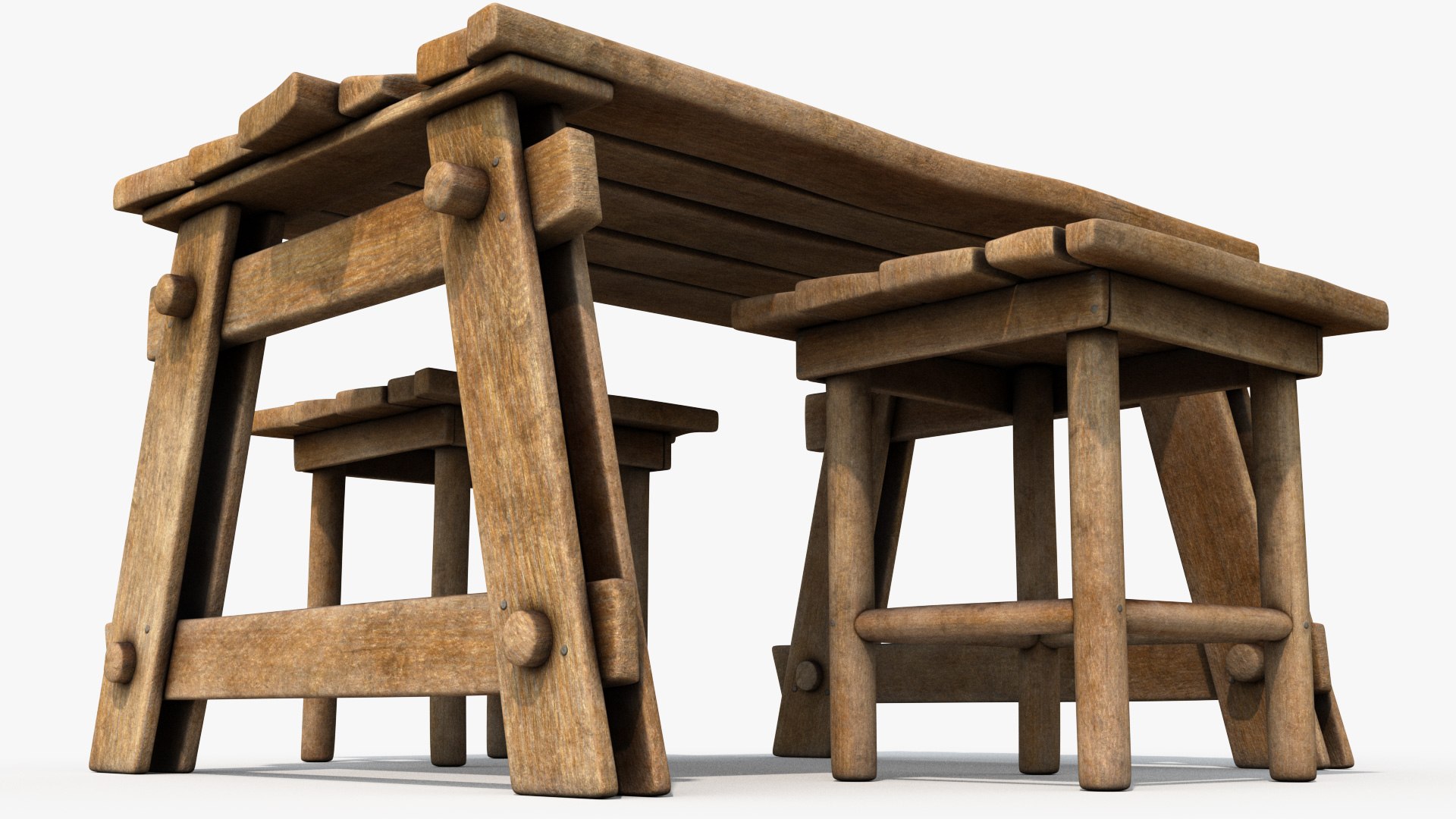 Medieval Table And Bench 3 - 8K PBR Textures Model - TurboSquid 2008587