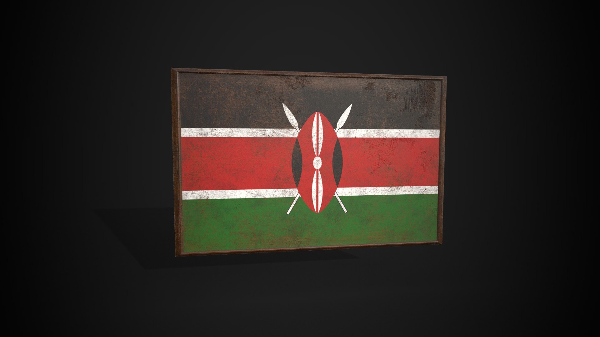 Old Picture Frame With Kenya Flag - Game Ready PBR Low-poly 3D Model 3D ...