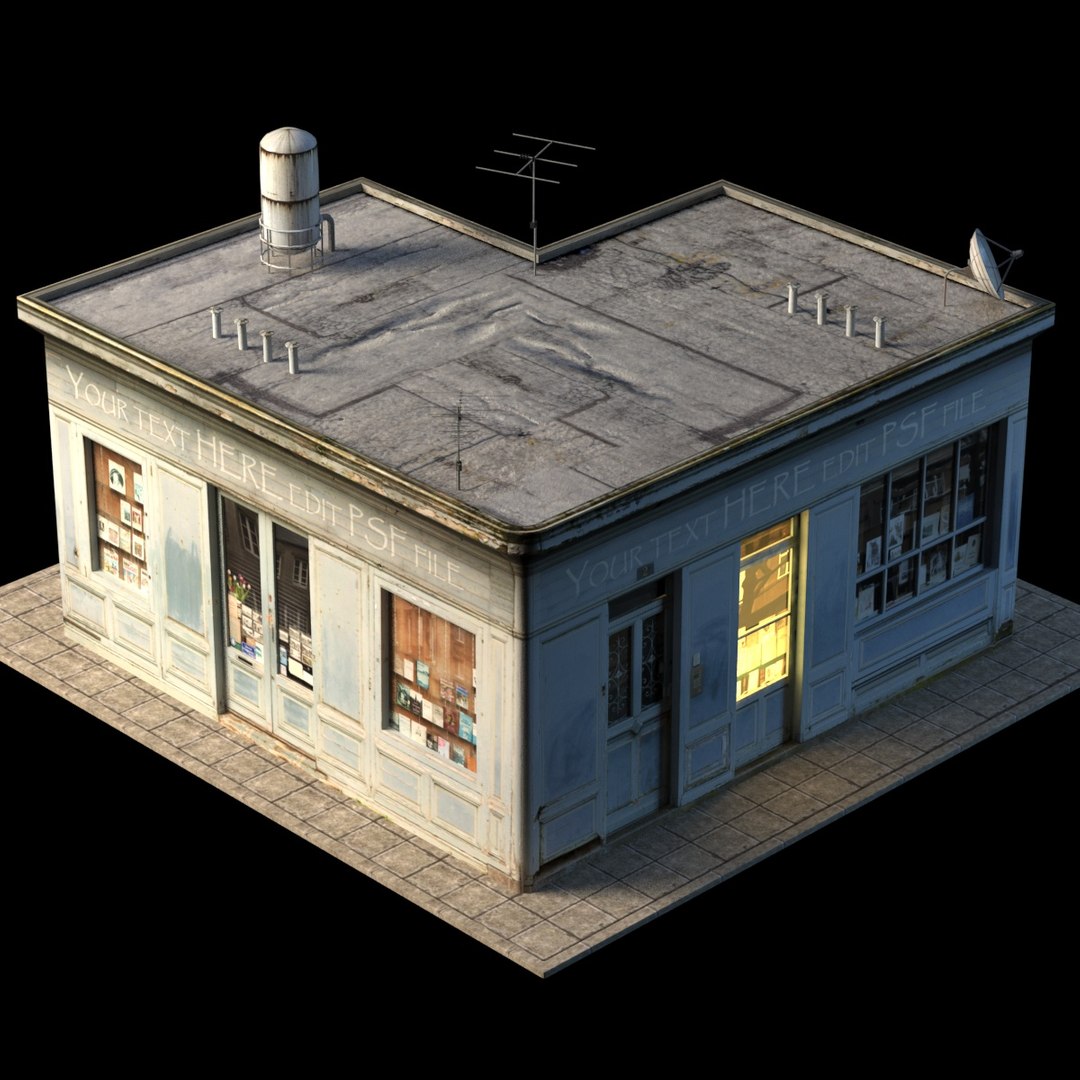 3d Model Small Store Building Roof