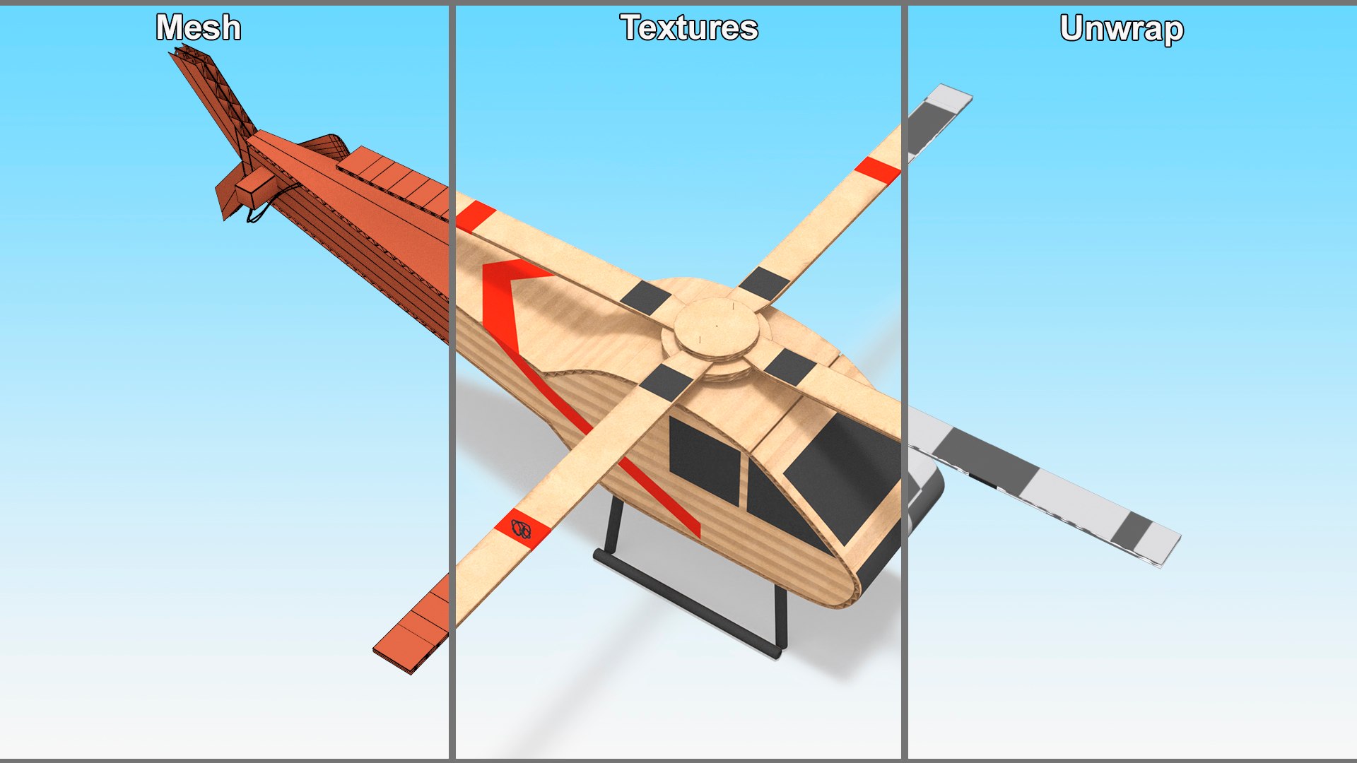 3D Model Cardboard Helicopter - TurboSquid 2217118