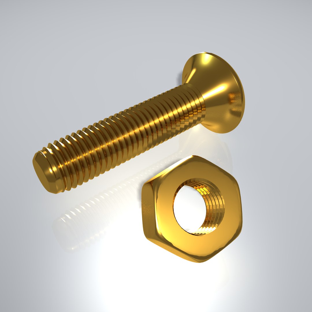 3d 3ds Brass Steel Bolt
