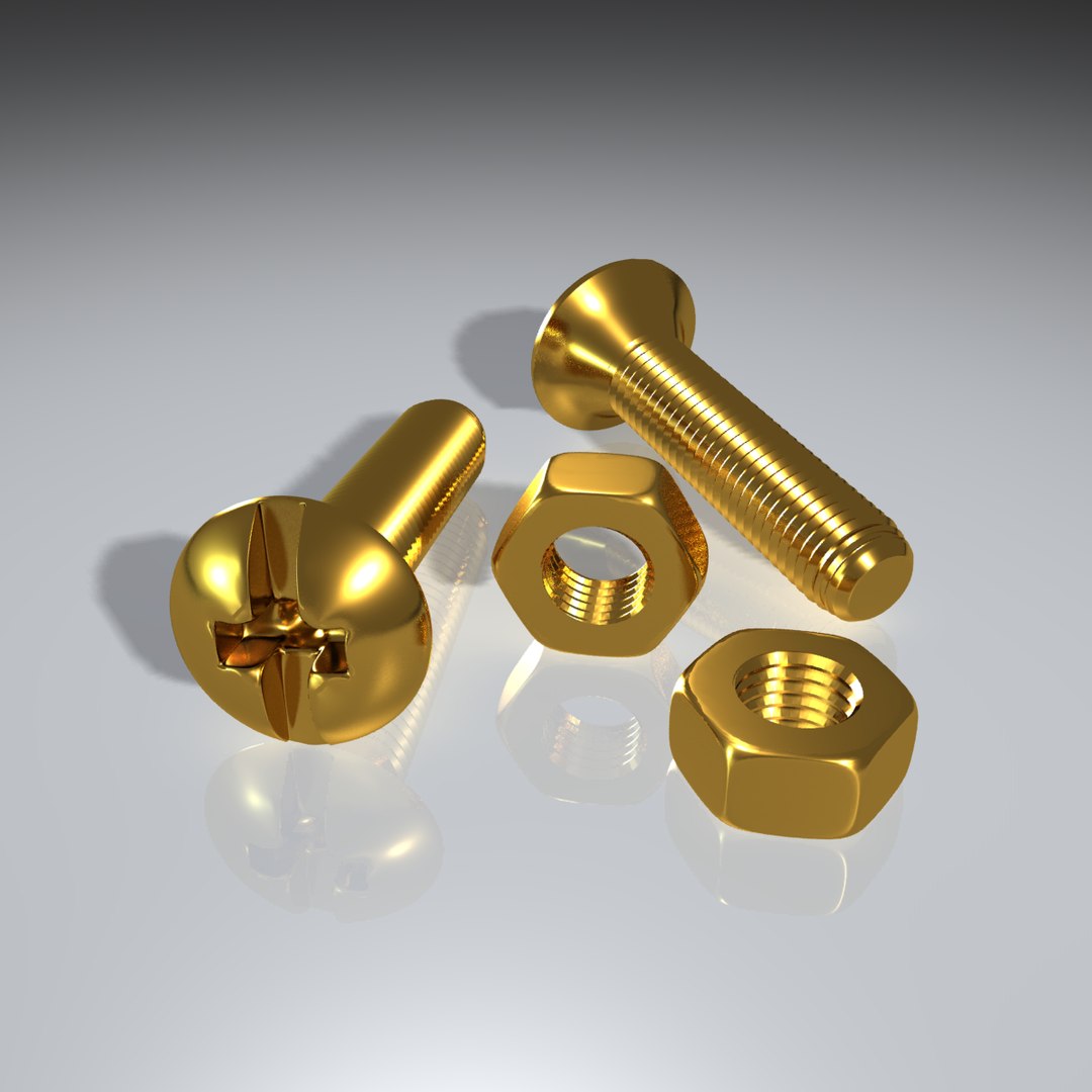 3d 3ds Brass Steel Bolt