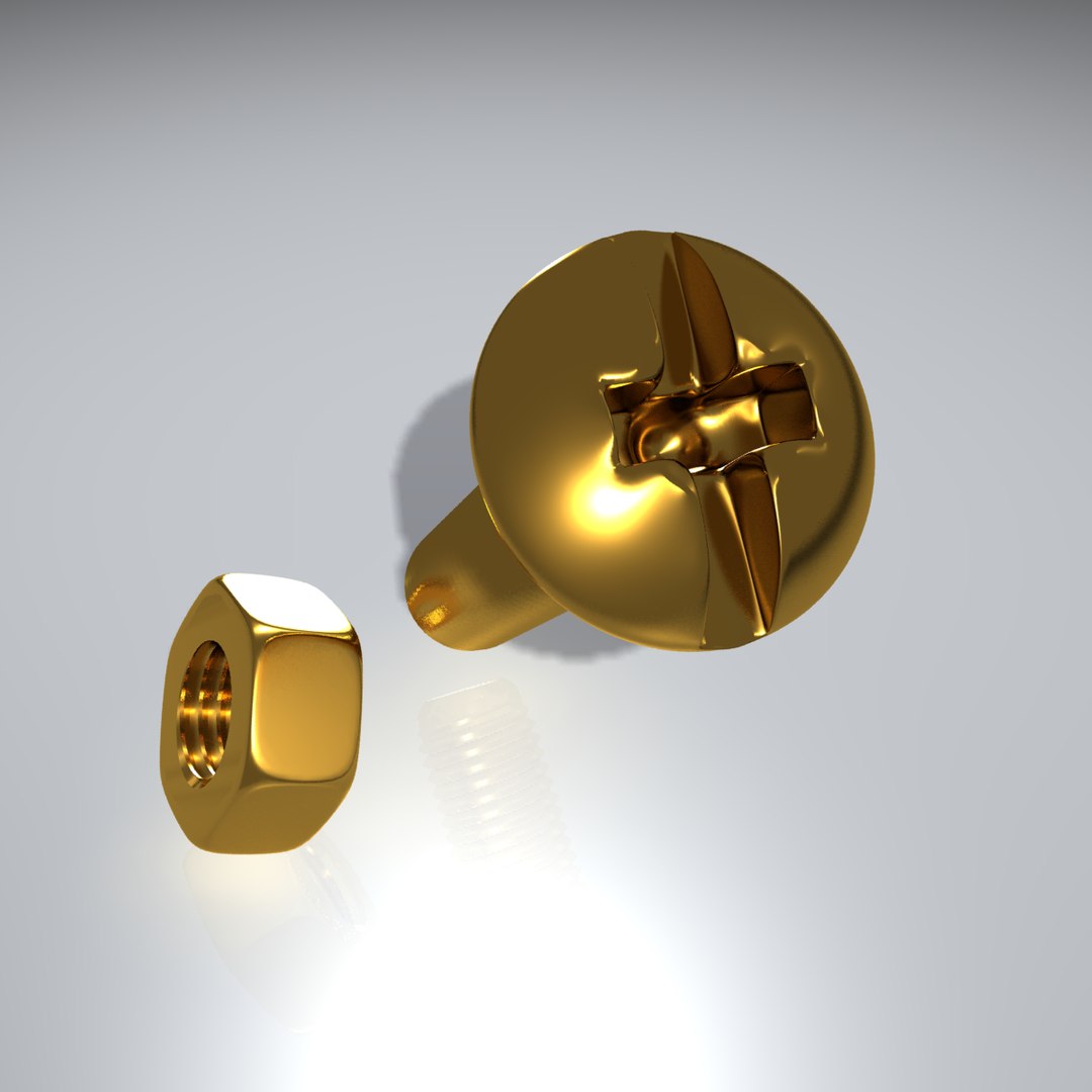 3d 3ds Brass Steel Bolt