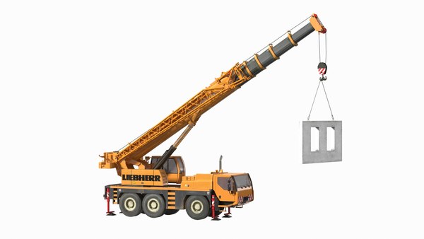 modelo 3d Grúa compacta Liebherr con muro de hormigón Rigged ...