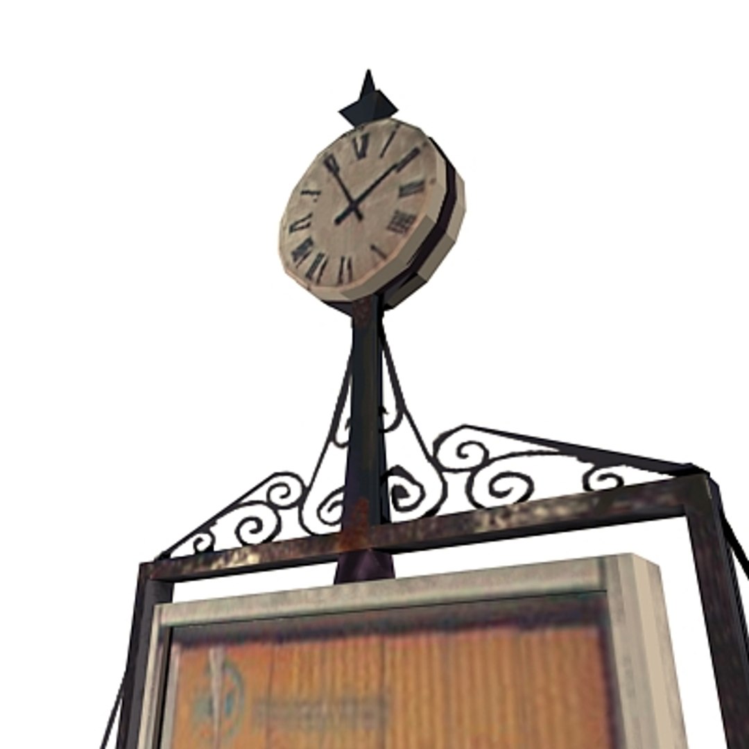 3d Ornamental Clock Advert Stand Model