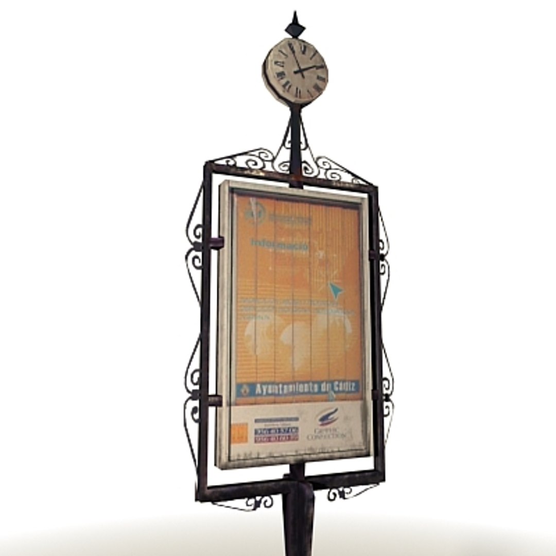 3d Ornamental Clock Advert Stand Model