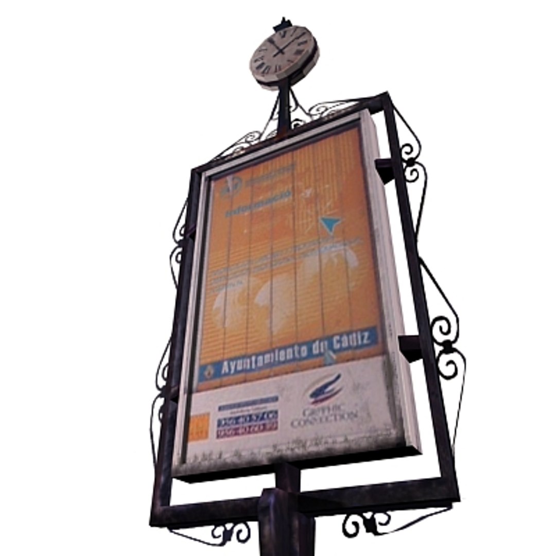 3d Ornamental Clock Advert Stand Model