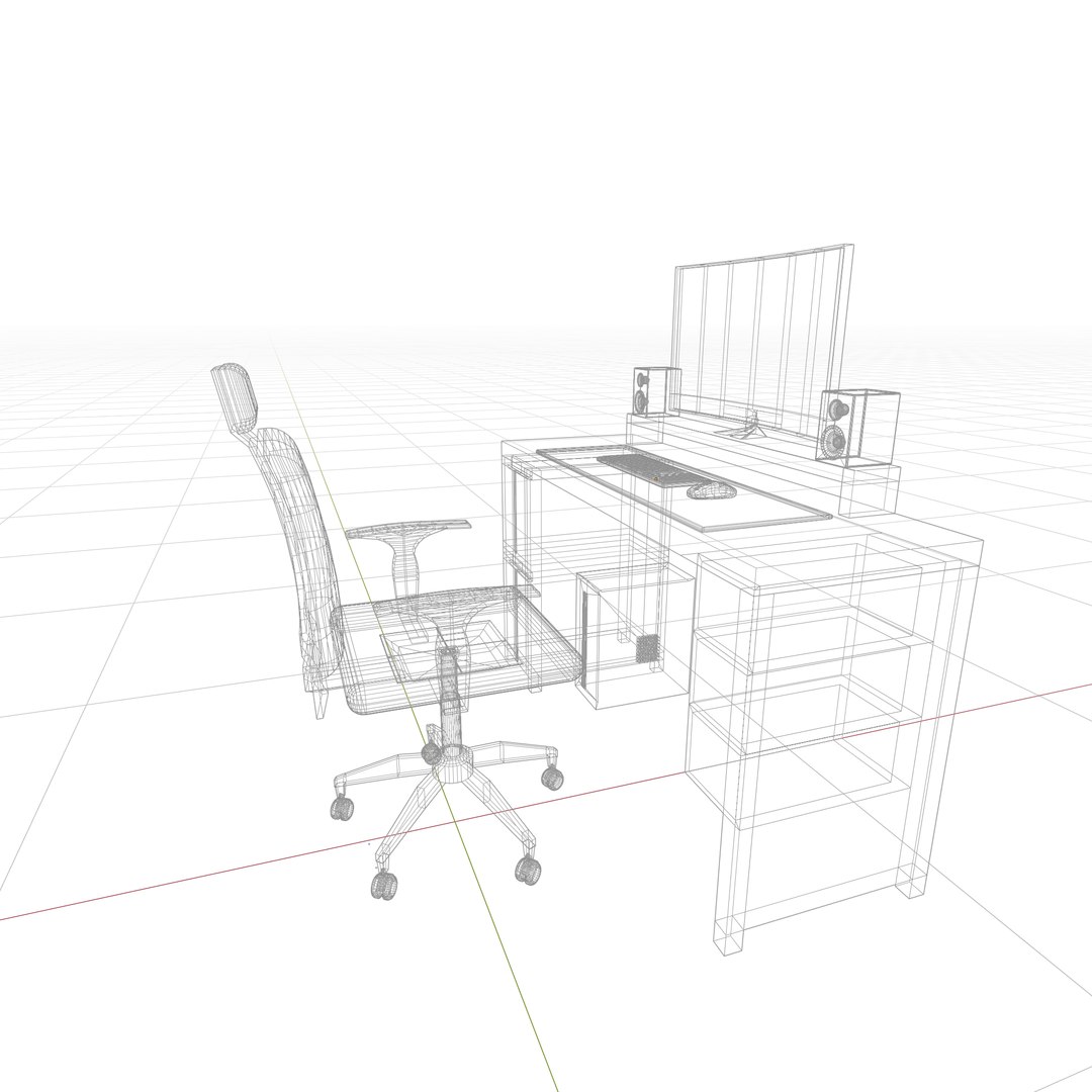 3D Office Desk With PC Computer - TurboSquid 2350387