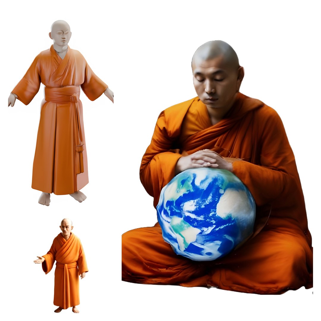 3D Meditative Monk Figurines - TurboSquid 2299611