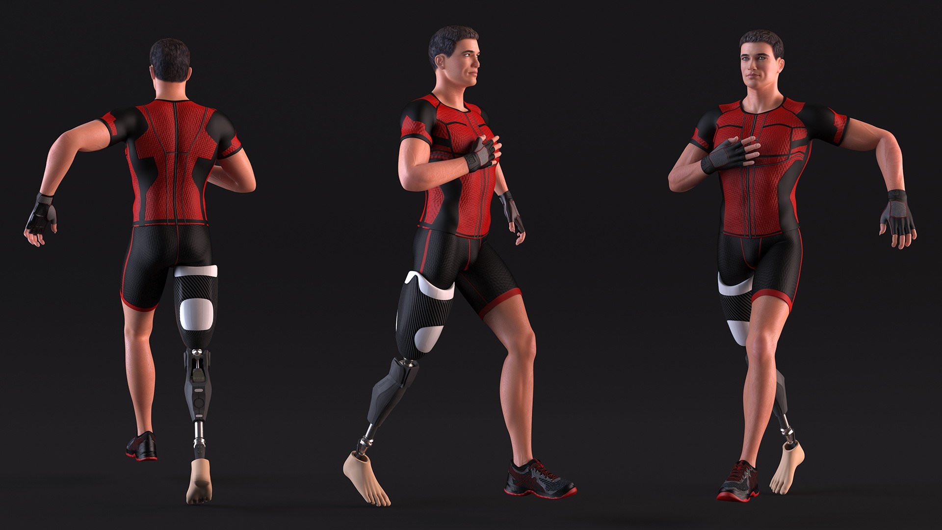 Athlete Wearing Prosthetic Leg Running Pose 3D model - TurboSquid 2161826