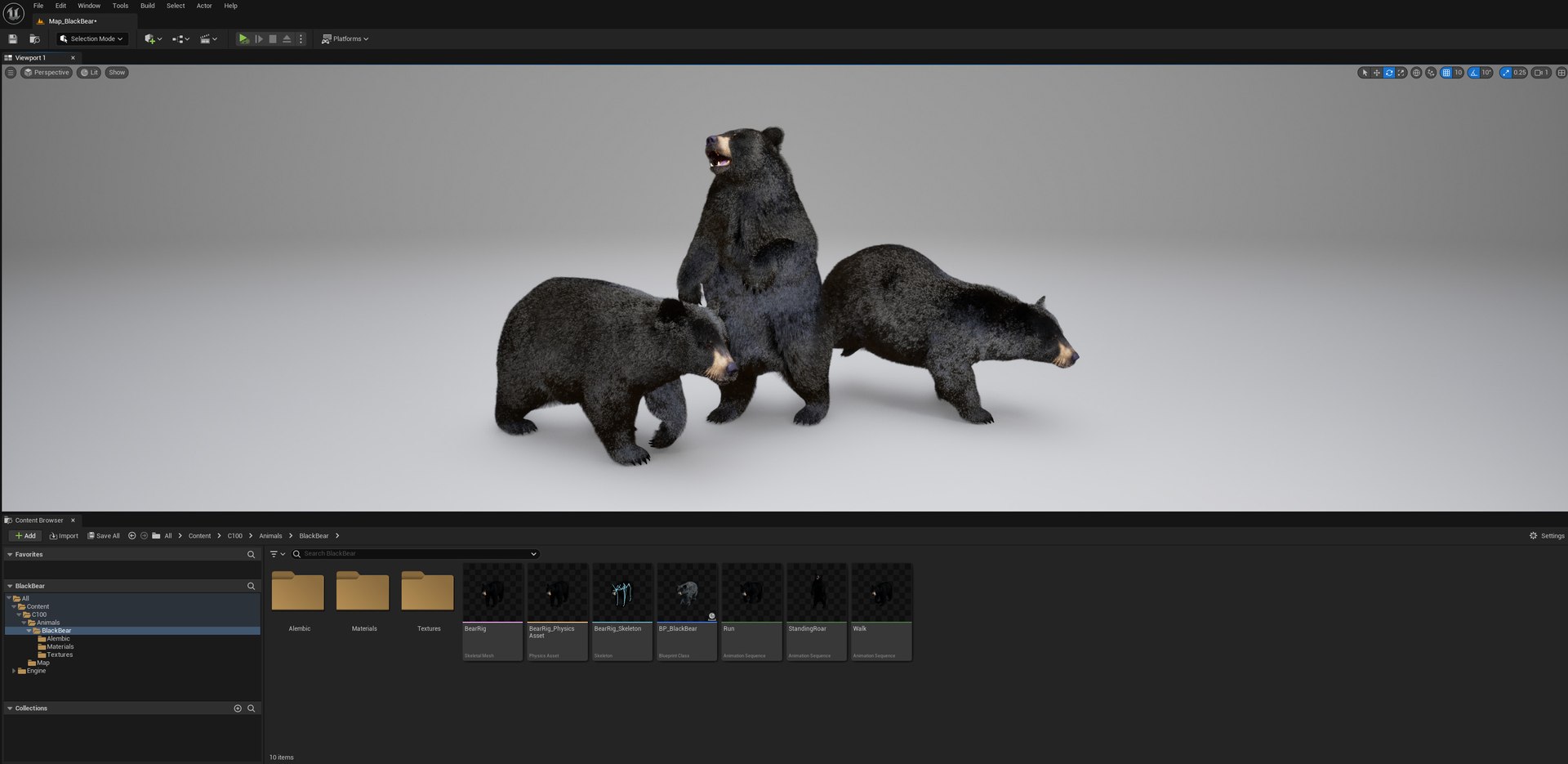 Black Bear Animated UNREAL Project Plus Maya Base Rig 3D Model ...