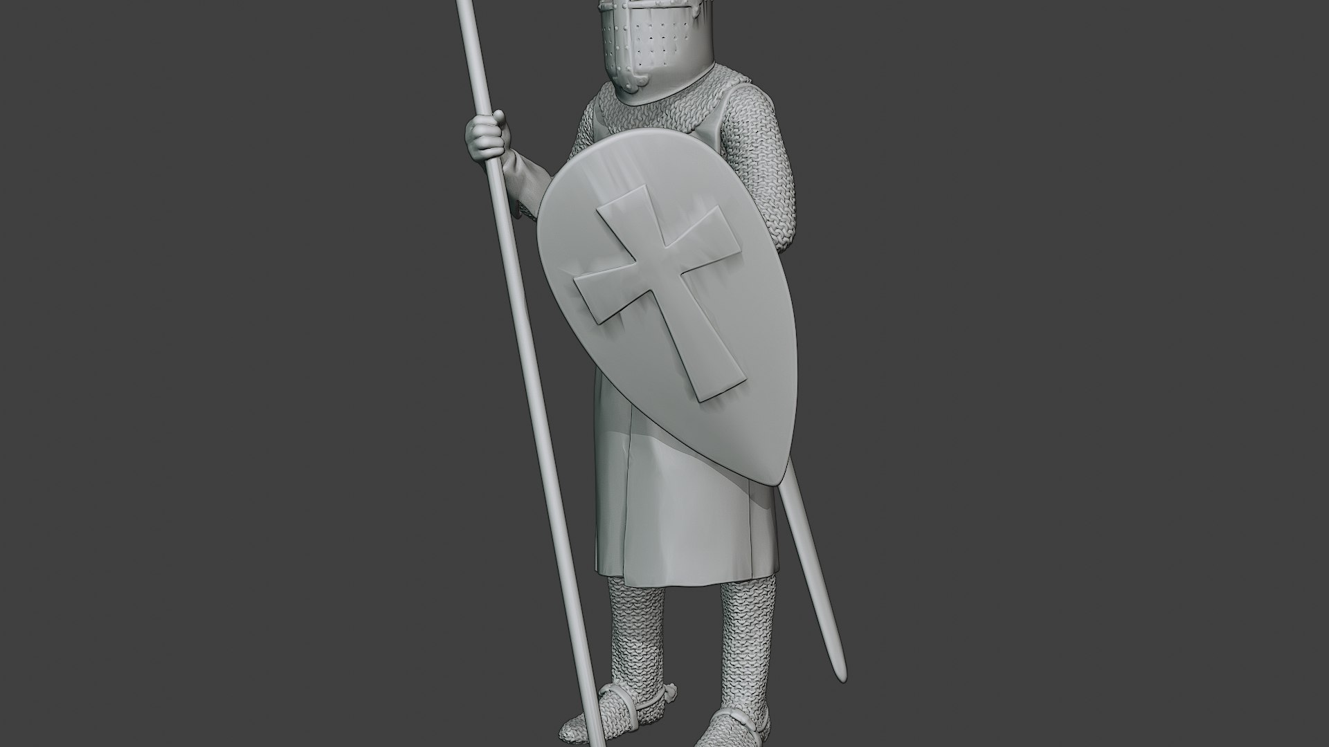 Knight templar stand spear 3D model - TurboSquid 1672905