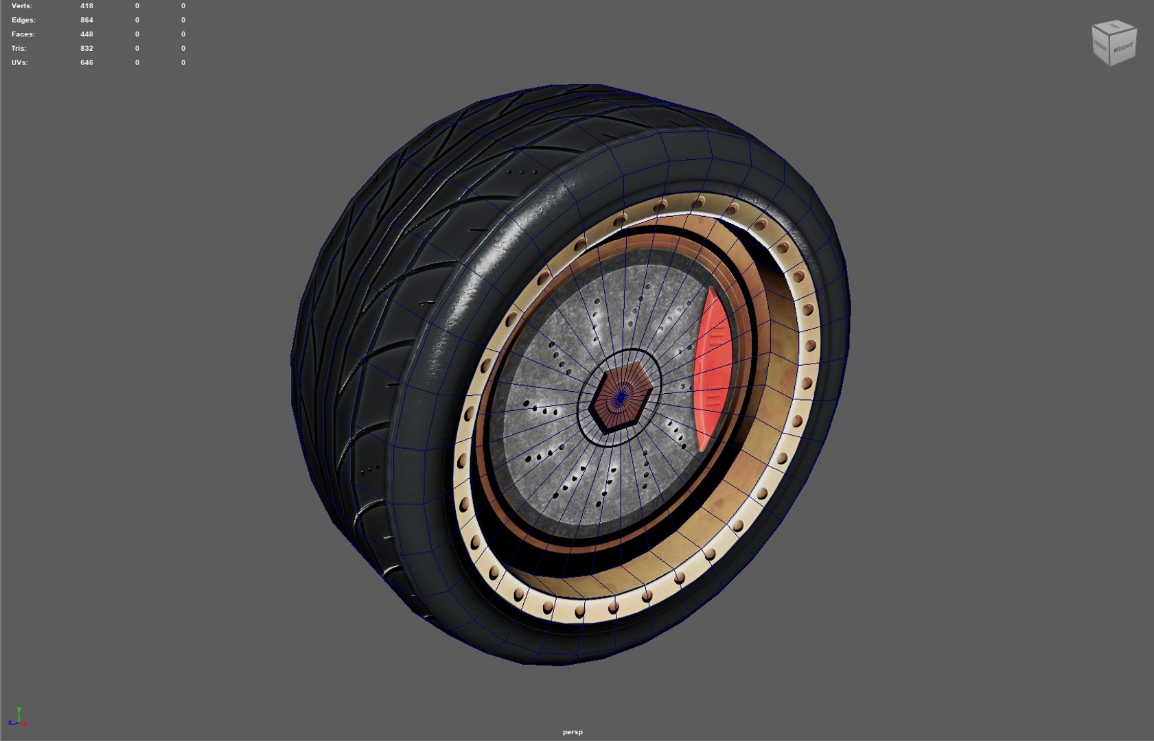 3D High Performance Car Wheel Assembly 3D Model Low Poly PBR 4K ...