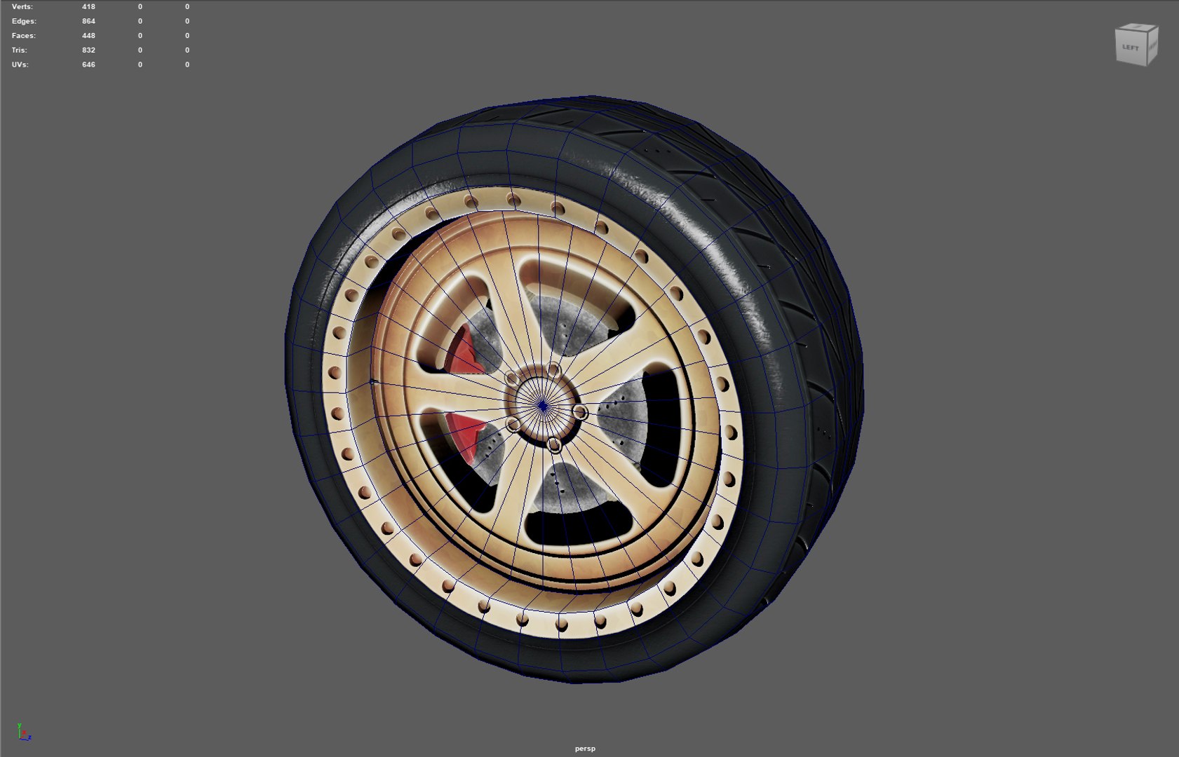 3D High Performance Car Wheel Assembly 3D Model Low Poly PBR 4K ...