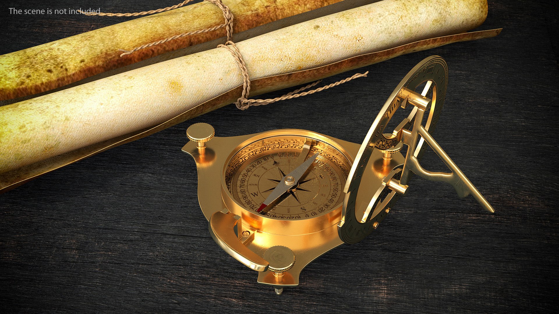 Old Brass Compass With Sundial 3D Model - TurboSquid 2214628