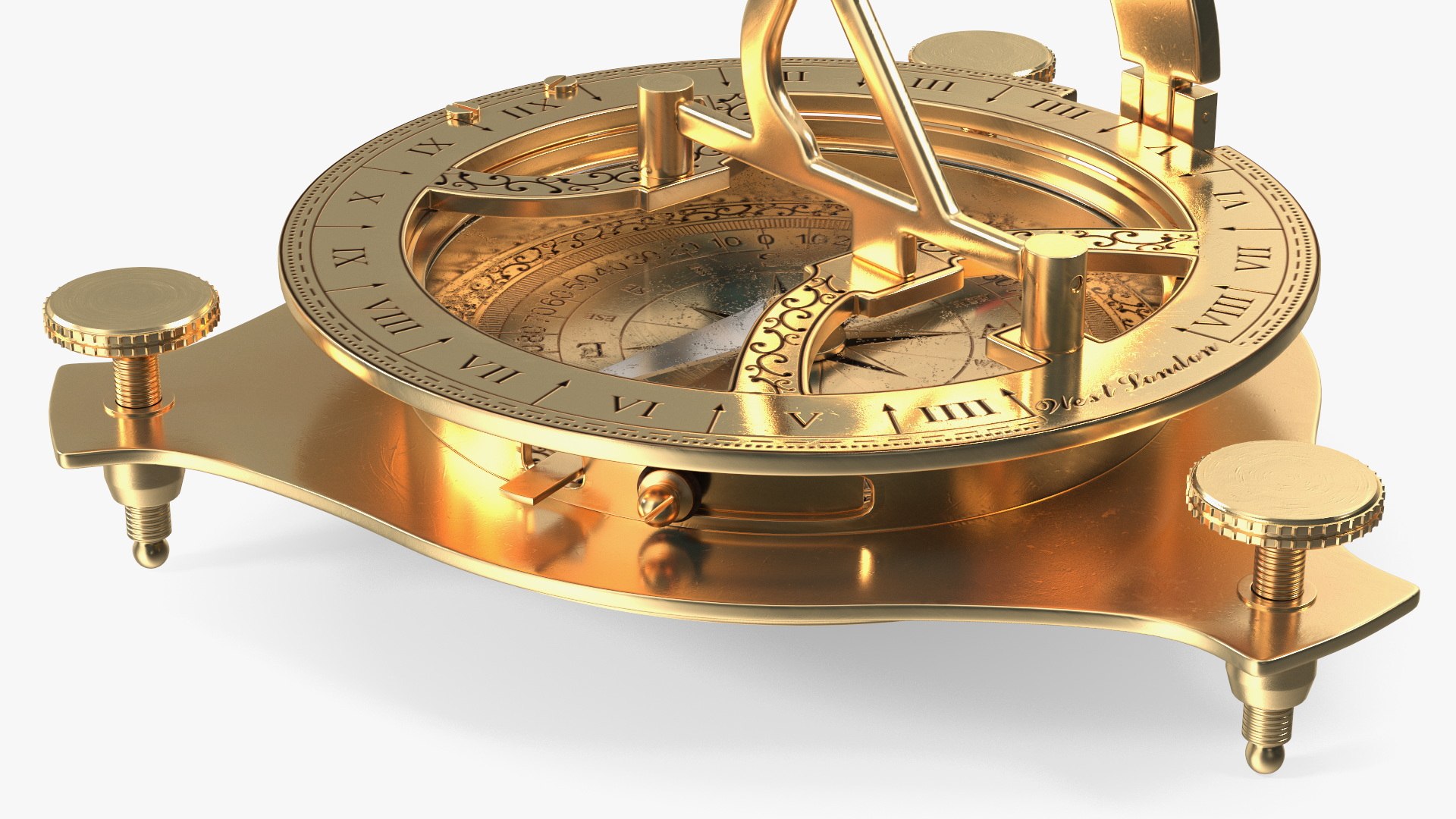 Old Brass Compass With Sundial 3D Model - TurboSquid 2214628