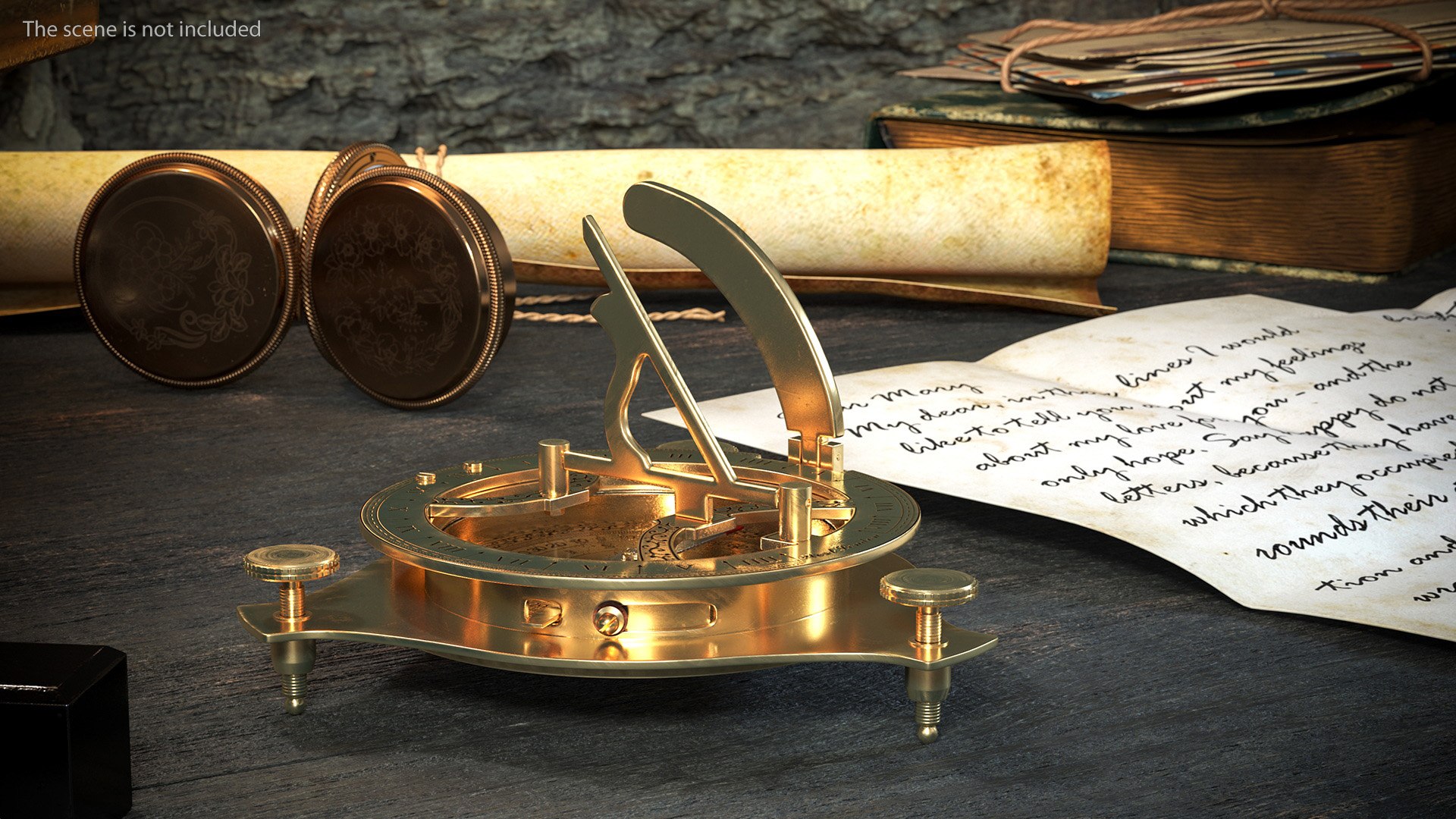 Old Brass Compass With Sundial 3D Model - TurboSquid 2214628