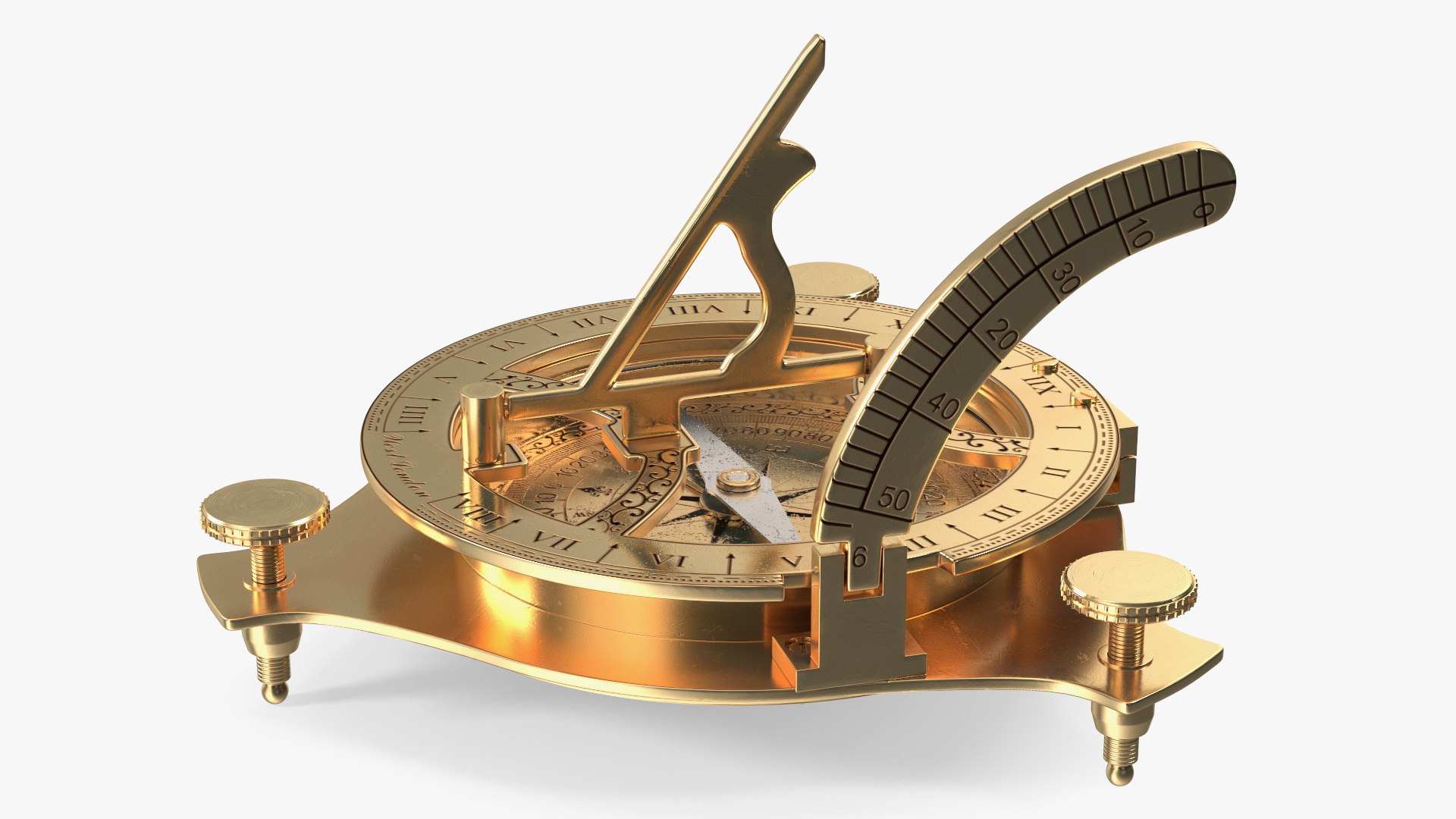 Old Brass Compass With Sundial 3D Model - TurboSquid 2214628